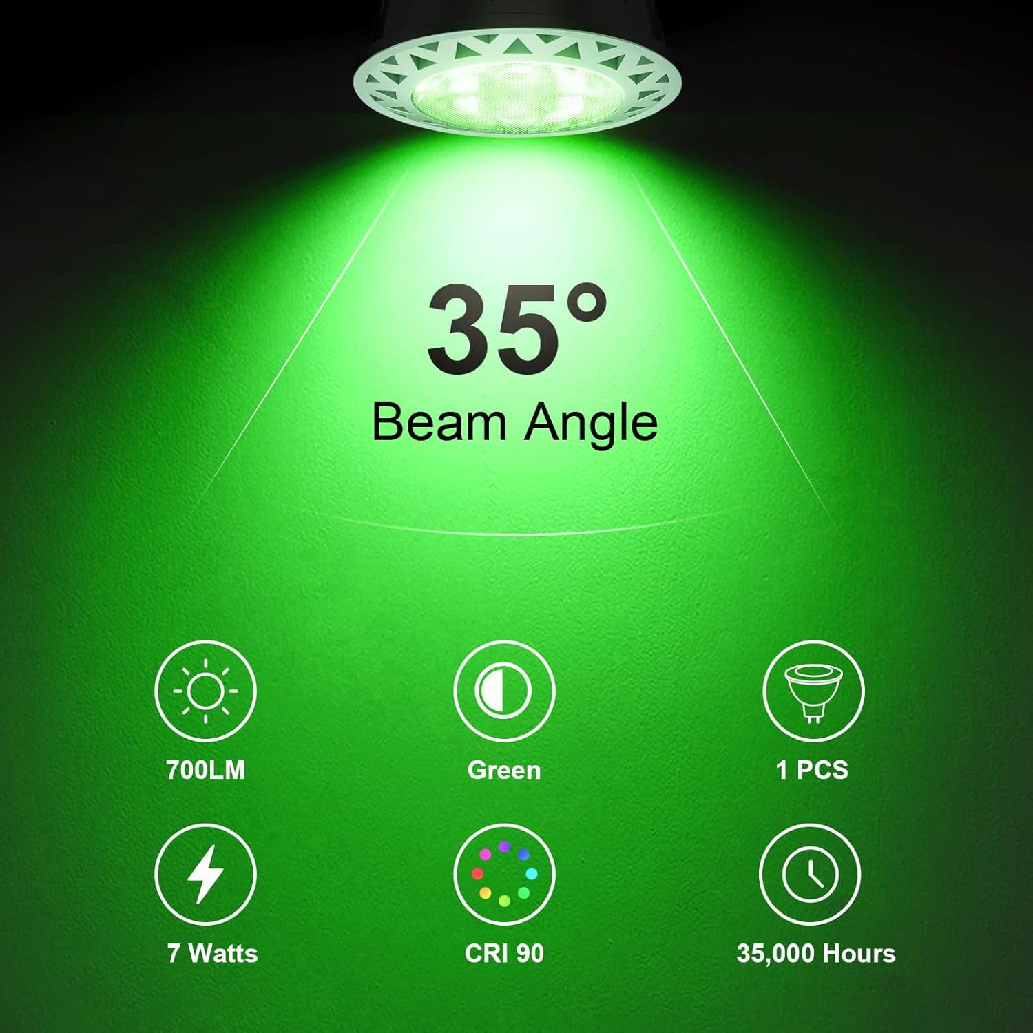 RTHG-LED Bulbs MR16 50W Equivalent - 7W 12V GU5.3 Base, 700LM 35° Beam ...