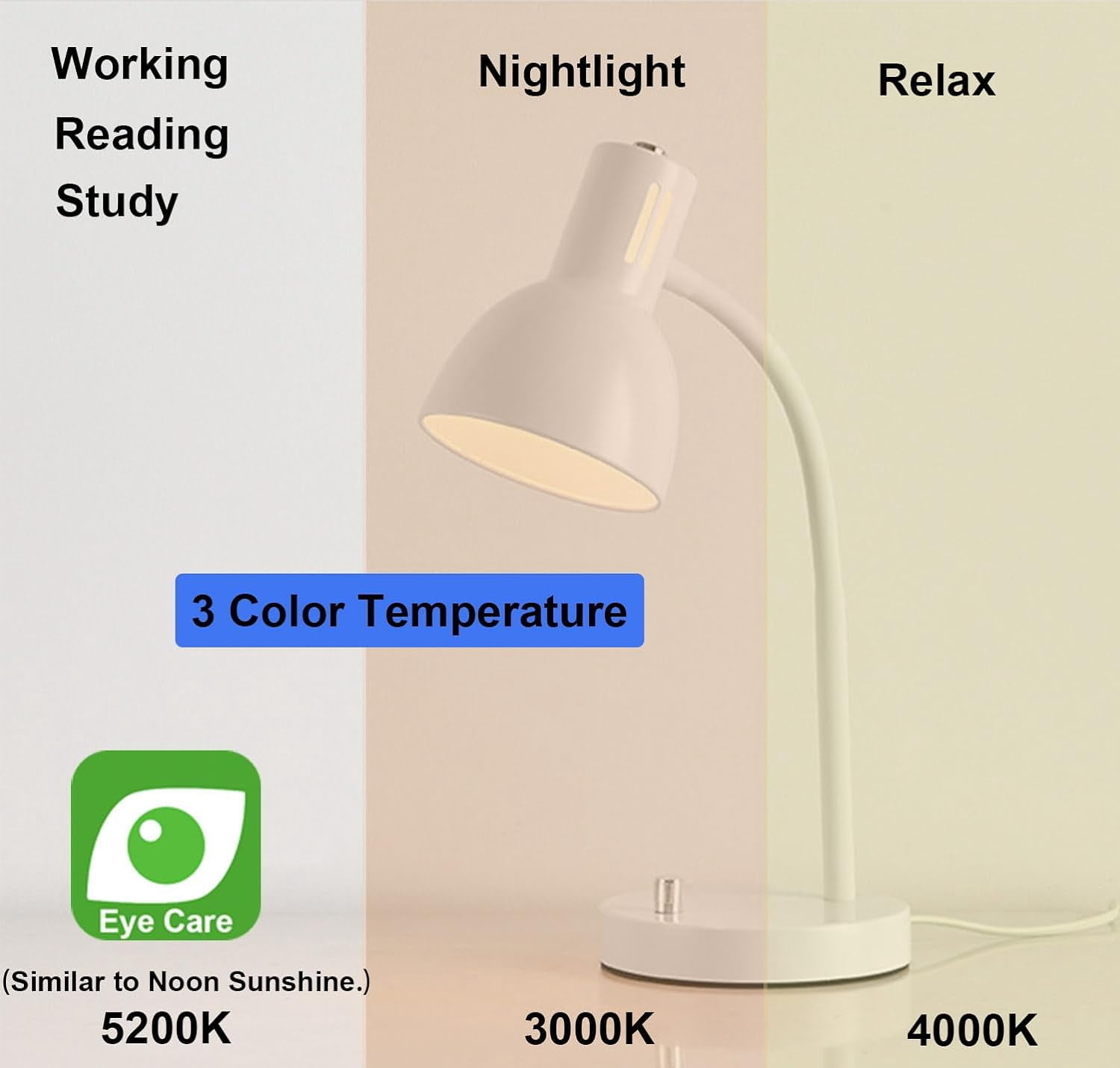 RTHG-LED Desk Lamp,3 Color Temperature Changeable Table Lamp,Flexible ...