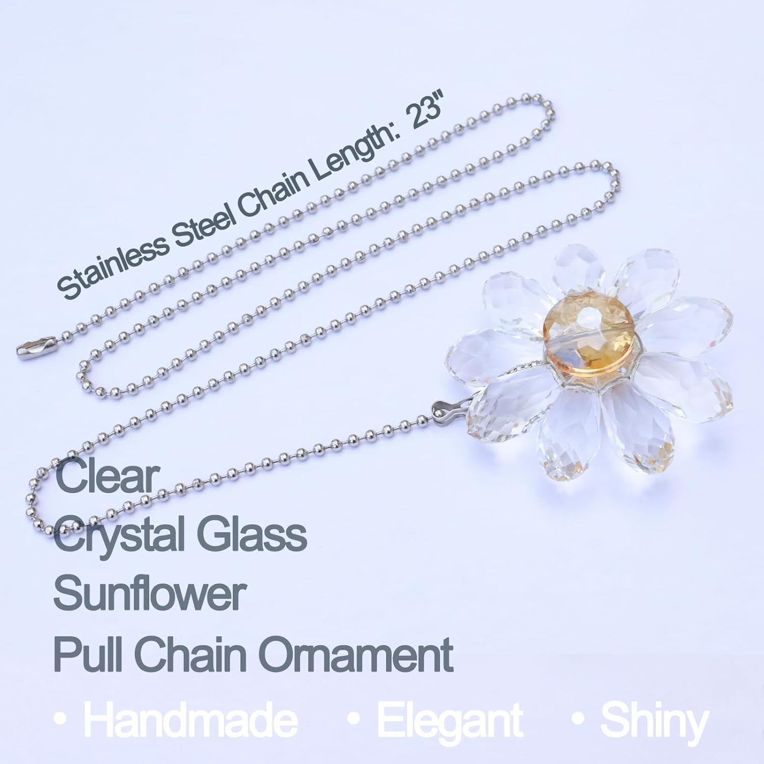RTHG-LEFERS Ceiling Fan Pull Chain, 2 Pieces 1.8" Crystal Glass Flower ...