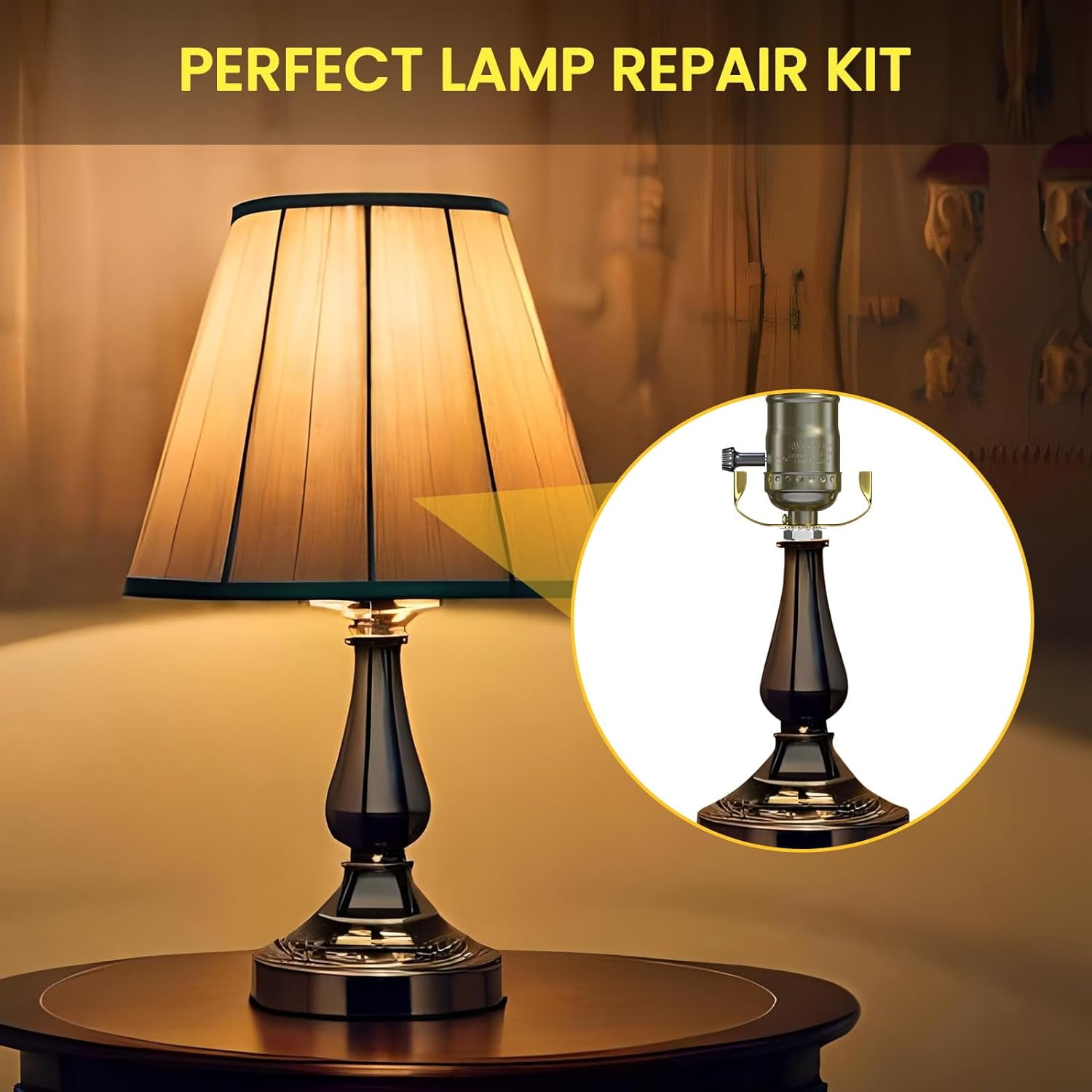 RTHG-Lamp Rewire Kit, Lamp Repair Kit with 2 Way E26 Lamp Socket Replacement, Antique Brass Lamp ...