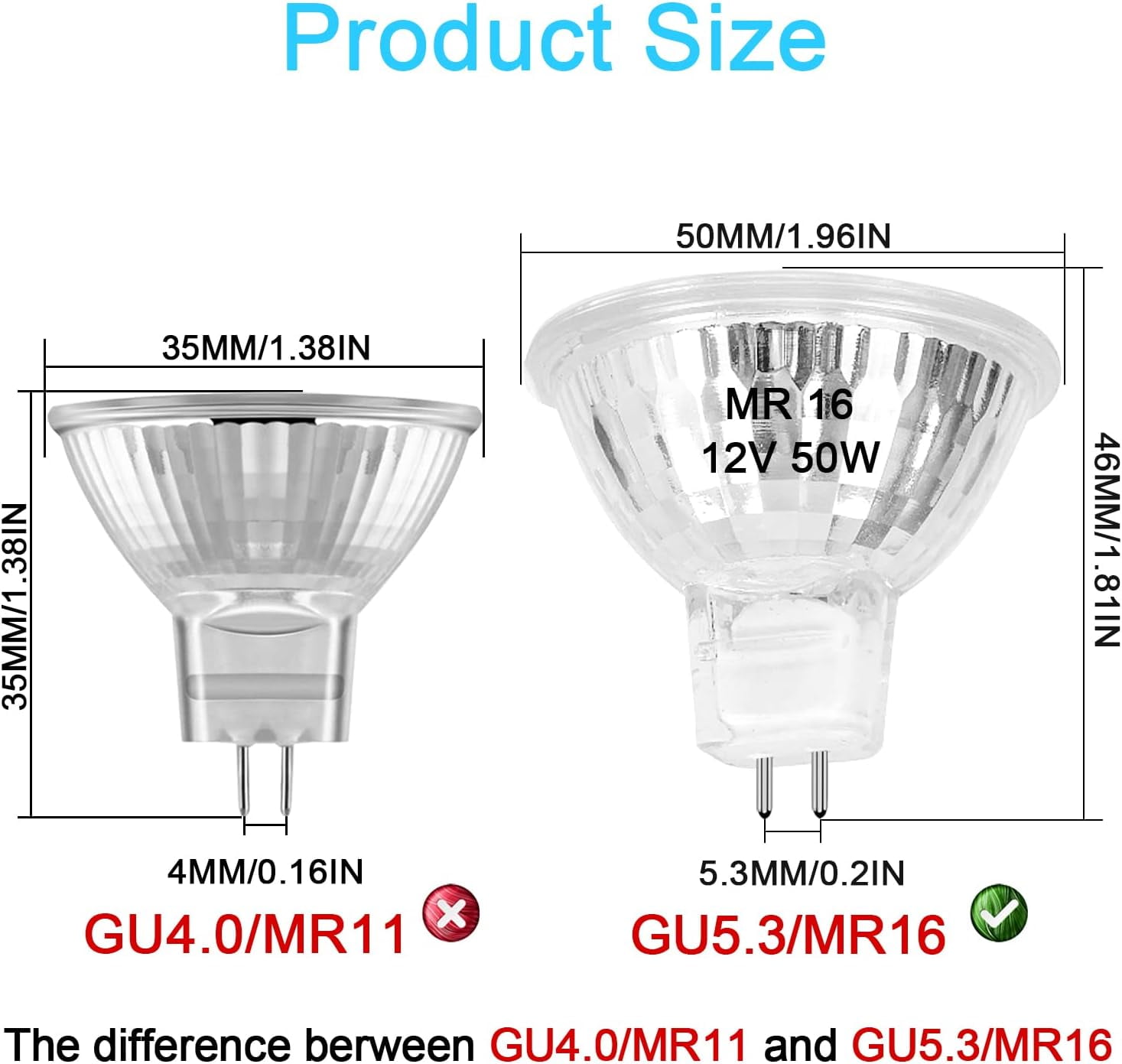 RTHG-MR16 Halogen Bulb 50W Dimmable 12V GU5.3 Bi Pin Base Spotlight ...