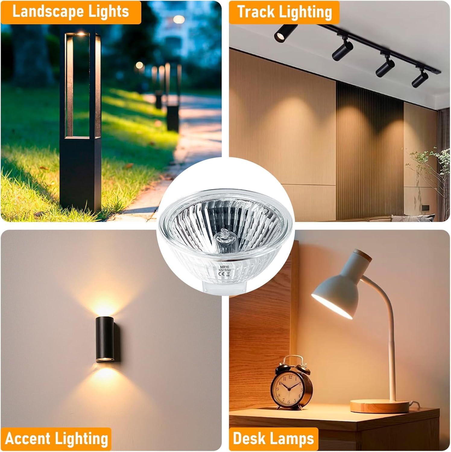 RTHG-MR16 Halogen Bulbs 50W,6 Pack 12V 50W MR16 Light Halogen Bulbs 2 ...