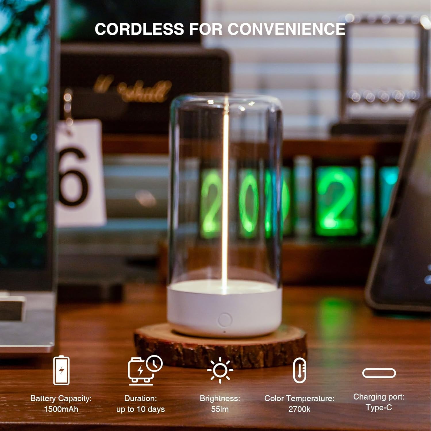 RTHG-Mini Minimalist Table Lamp Cordless LED Desk Lamp Rechargeable ...