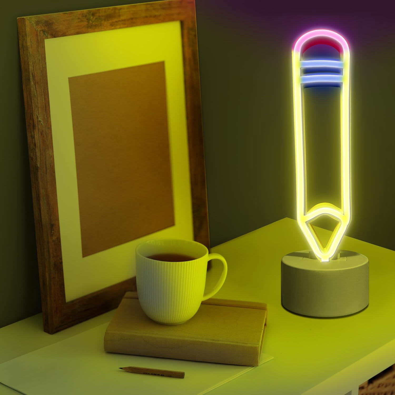 RTHG-Pencil LED Neon Signs - Desk/Table Classroom Lamp with Stand for ...