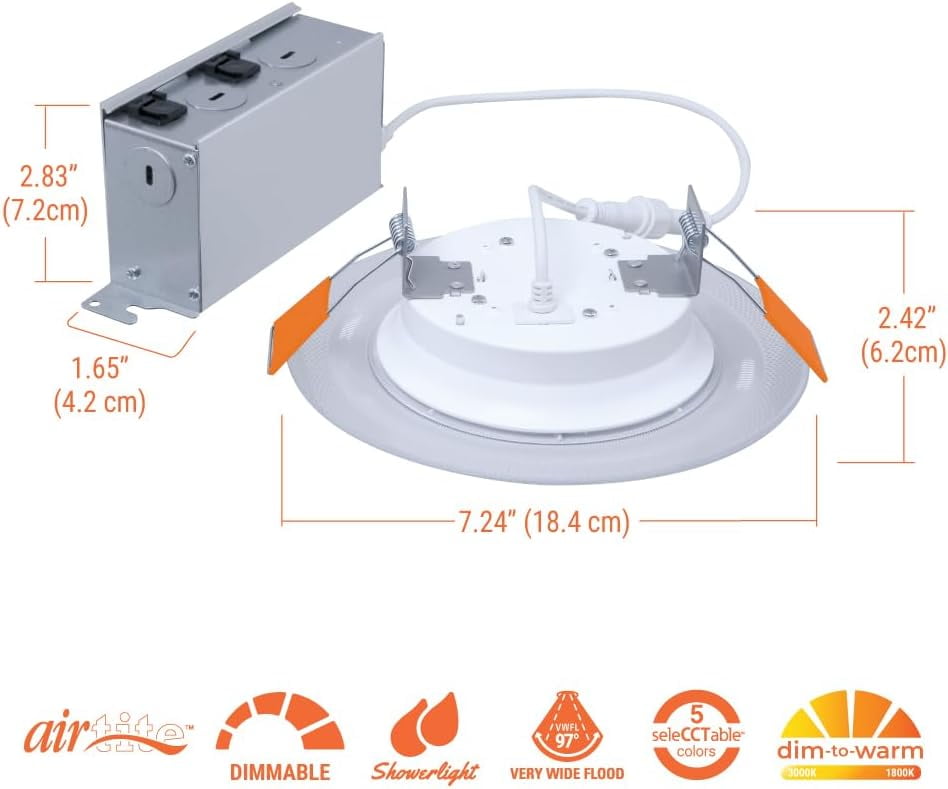 RTHG-RL Night Light 6 inch Recessed LED Canless Downlight, 1000 Lumens ...