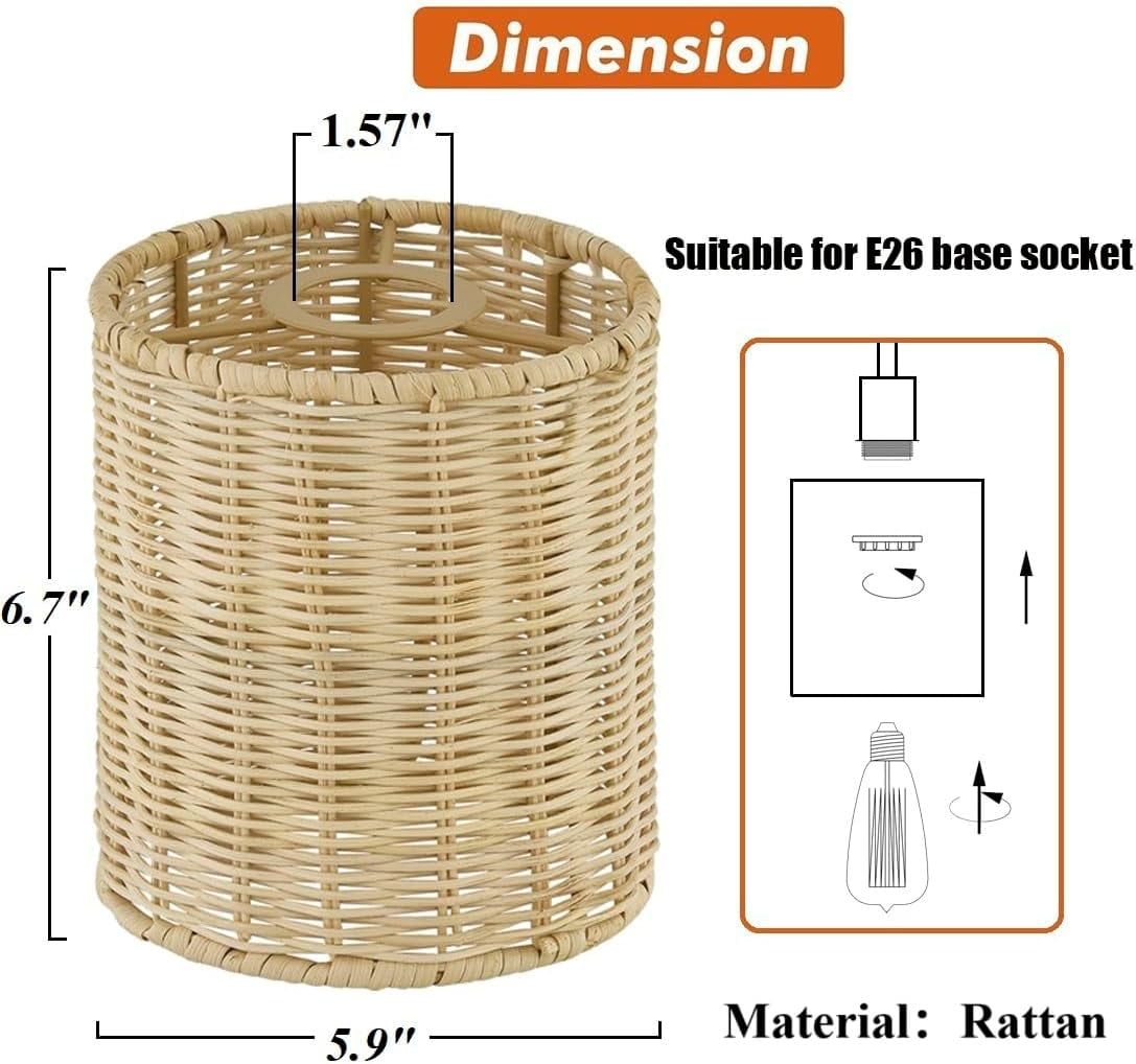 RTHG-Rattan Lamp Shade, Boho Lampshade 5.9x6.7inchSmall Boho Shades ...