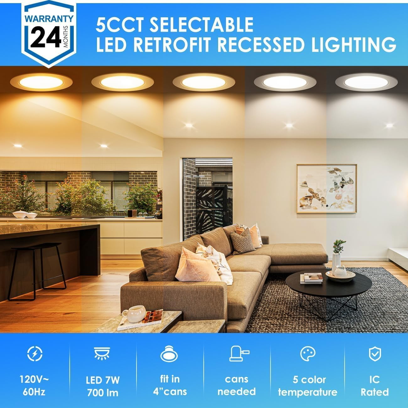 RTHG-Recessed Lights 4 Inch 5CCT 2700/3000/4000/5000/6000K, Modern ...