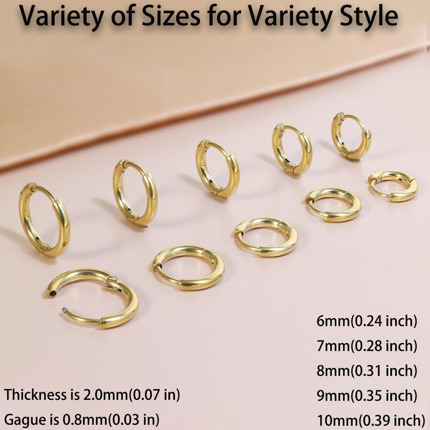 RTHG-Small Gold Hoop Earrings Lightweight: Hinged Huggie Hoop Earrings ...