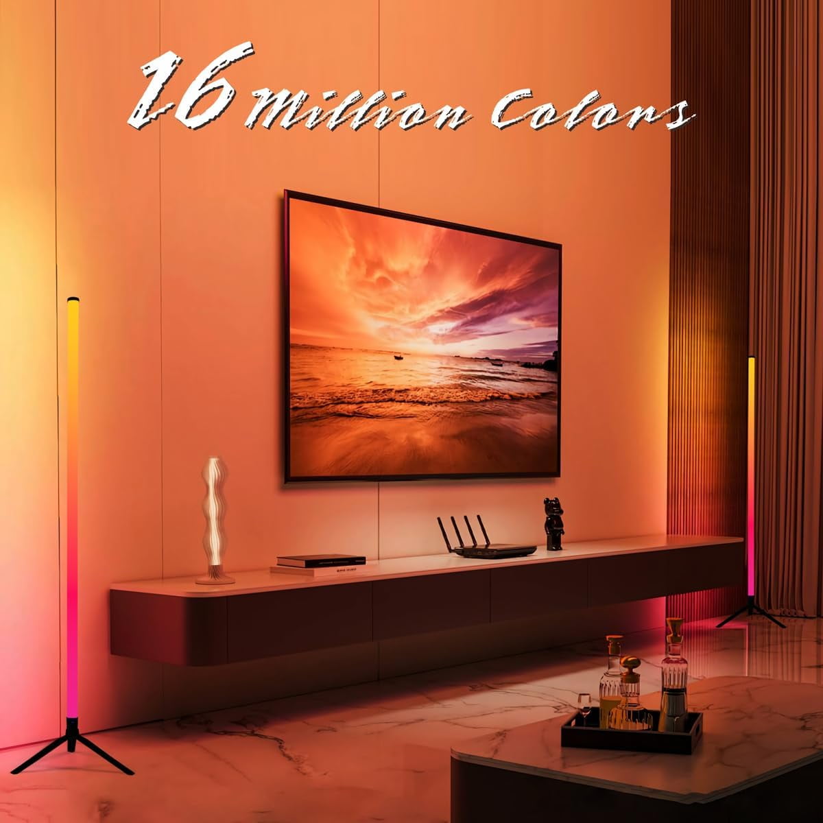 RTHG-Smart RGB LED Corner Floor Lamp - 16 Million DIY Colors, 15 ...