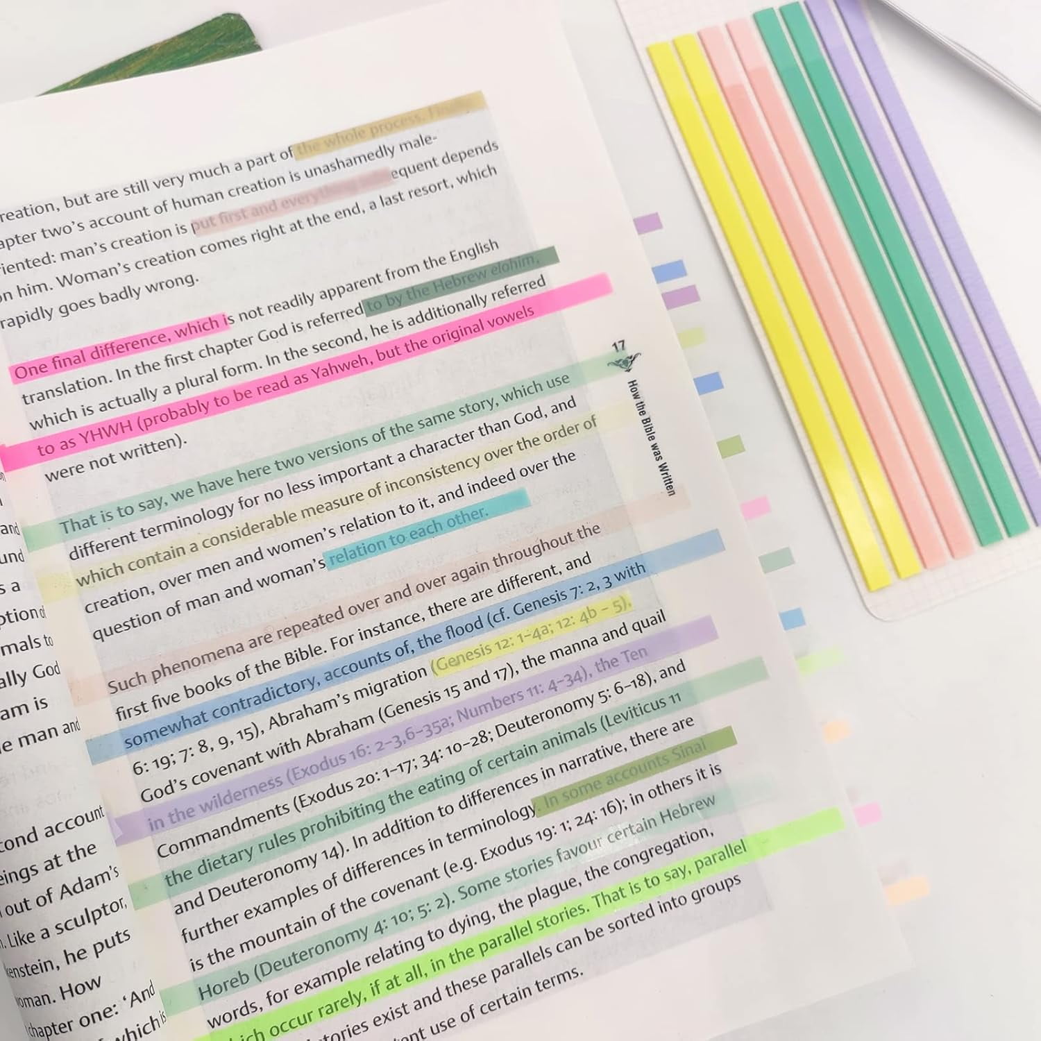 RTHG-Sticky Tabs 2300 Pcs Translucent Sticky Tabs 10 Sheets Highlighter Book Tape Long ...