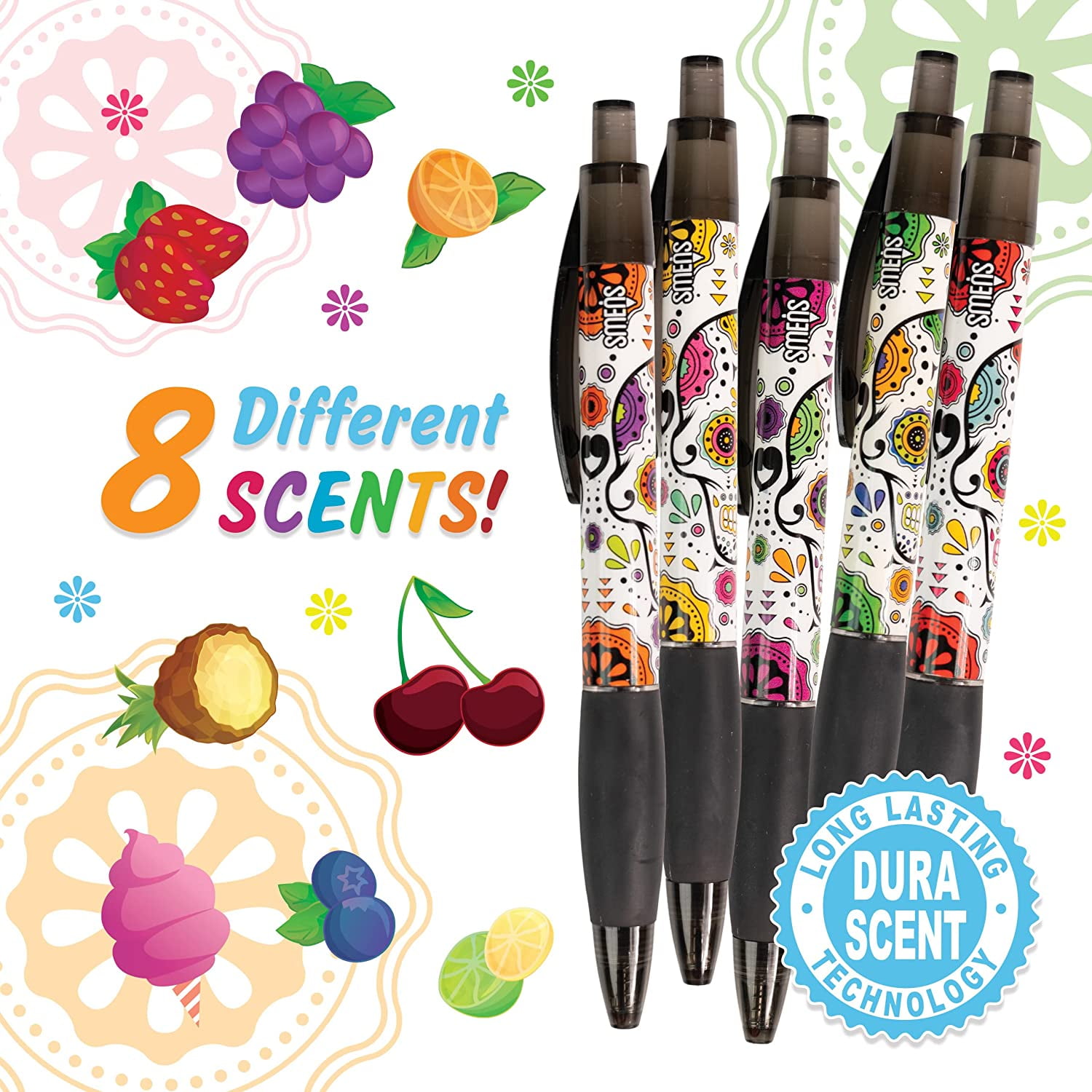 RTHG-Sugar Skull Smens Patented Gourmet Scented Pens, Black Ink, Medium ...