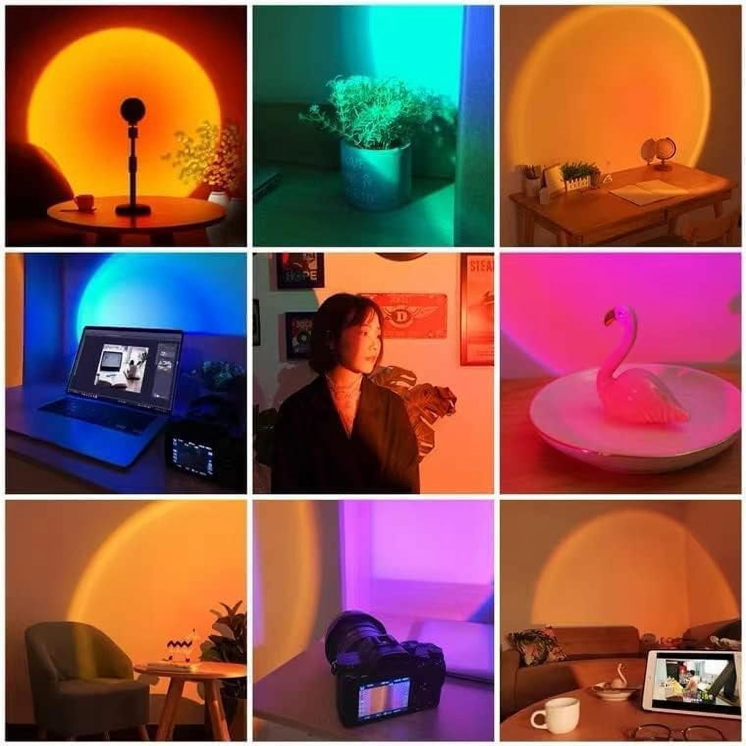 RTHG-Sunset Lamp Projection Rotation Rainbow Projection Lamp Led ...