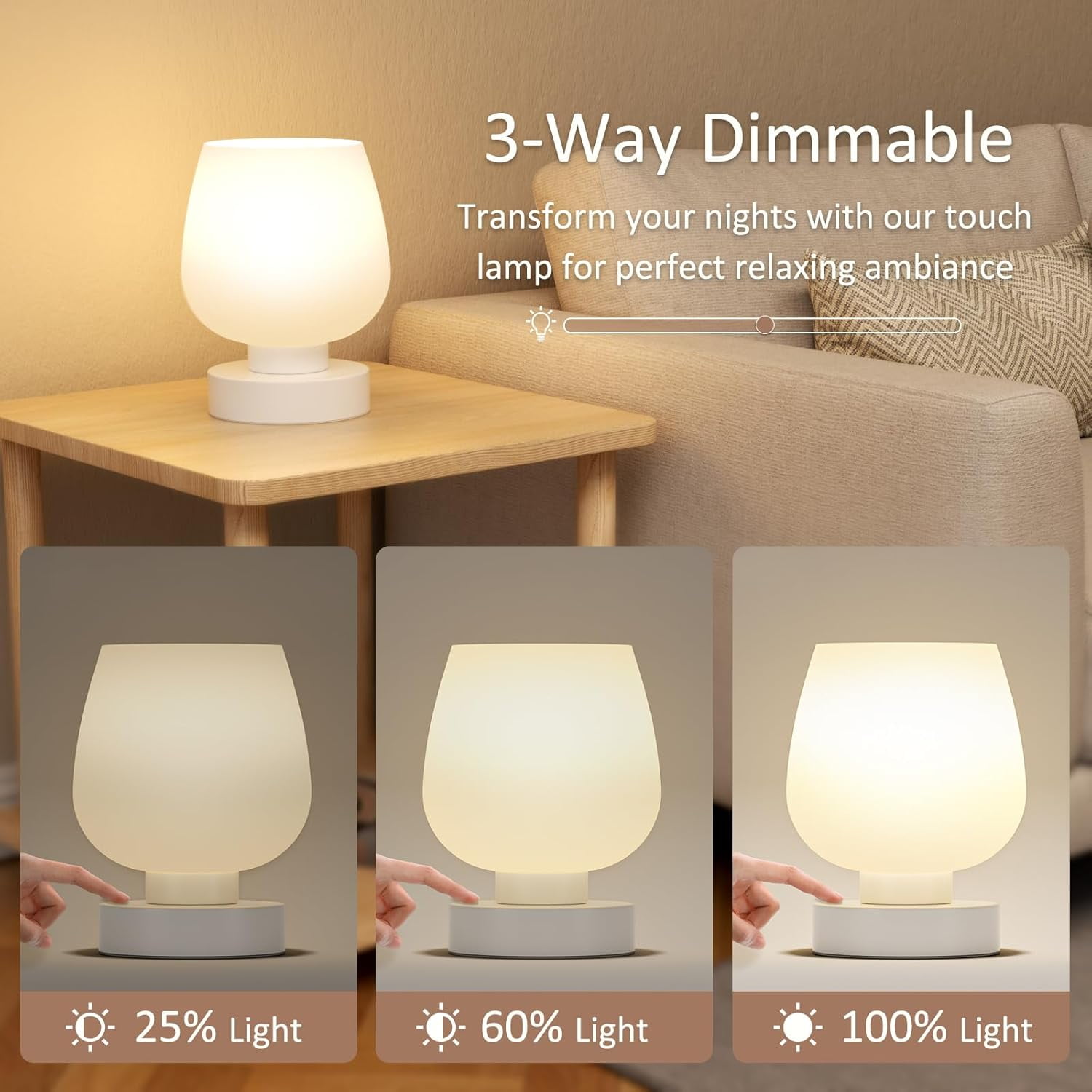 RTHG-Touch Table Lamp for Nightstand - Small Bedside Lamp for Bedroom ...