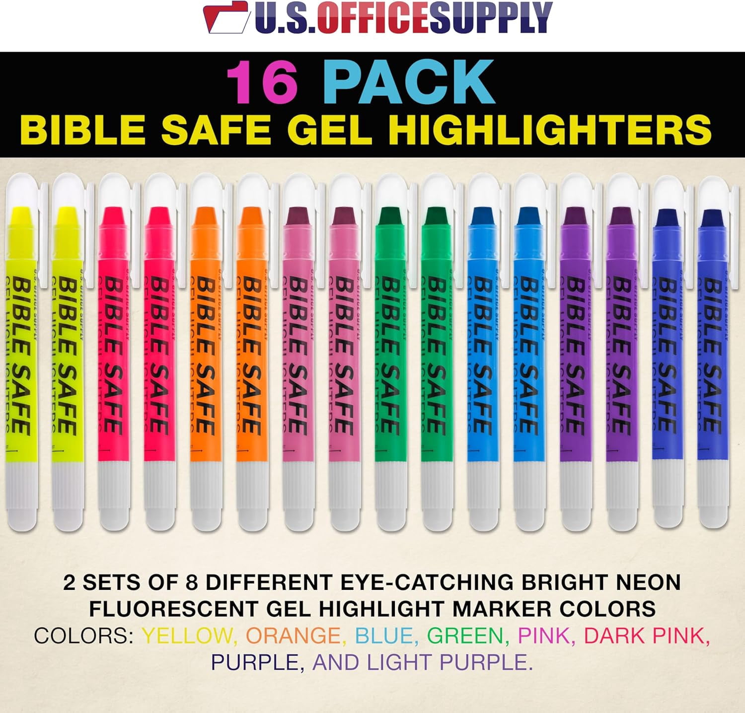 RTHG-U.S. Office Supply Bible Safe Gel Highlighters, Pack of 16-2 Sets ...