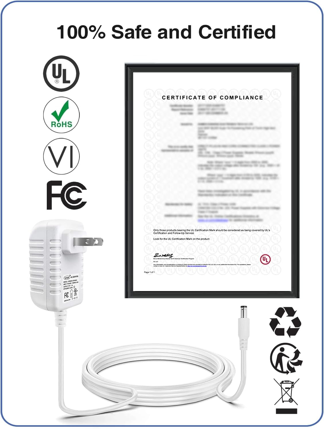 RTHG-[ UL Listed] 12V Power Supply 12W Charger AC Adapter 12V 1000mA ...