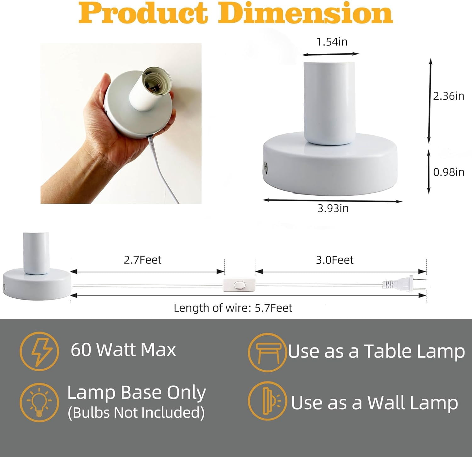 RTHG-White Polished Metal Desktop Lamp Base, Small Industrial Table ...