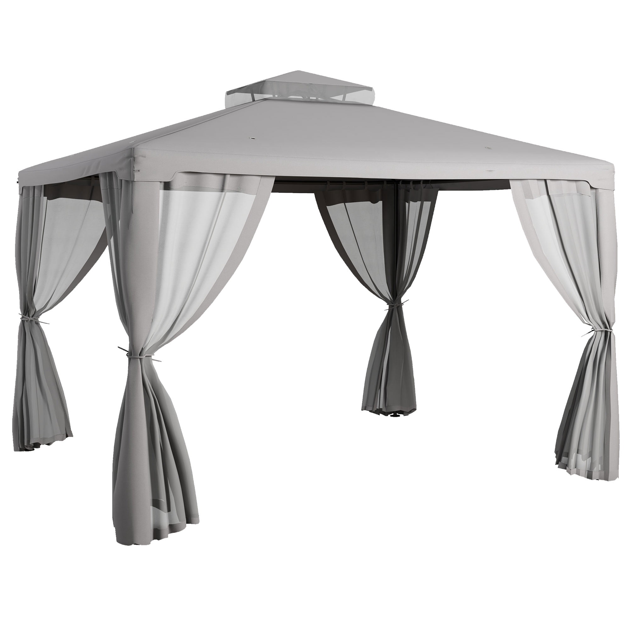 RTHlzzy 10' x 10' Patio Gazebo, Outdoor Canopy Shelter with 2-Tier Roof ...