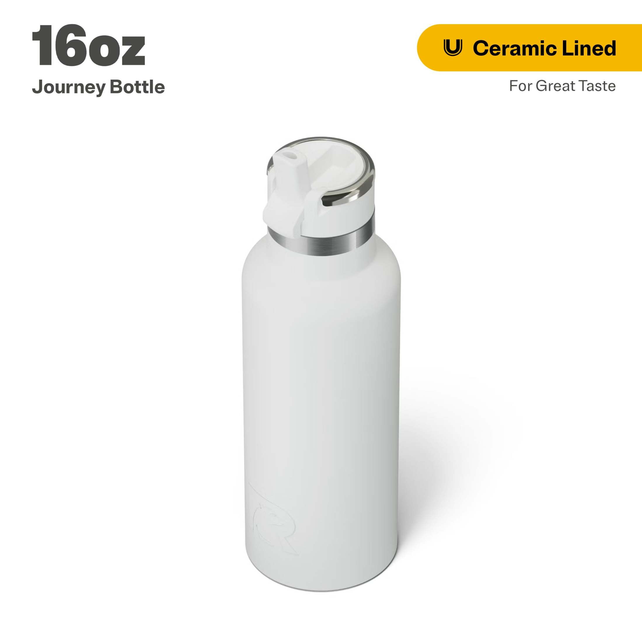 RTIC Ceramic Insulated Bottle, 16 oz, Flip-Straw Lid, White, Travel ...