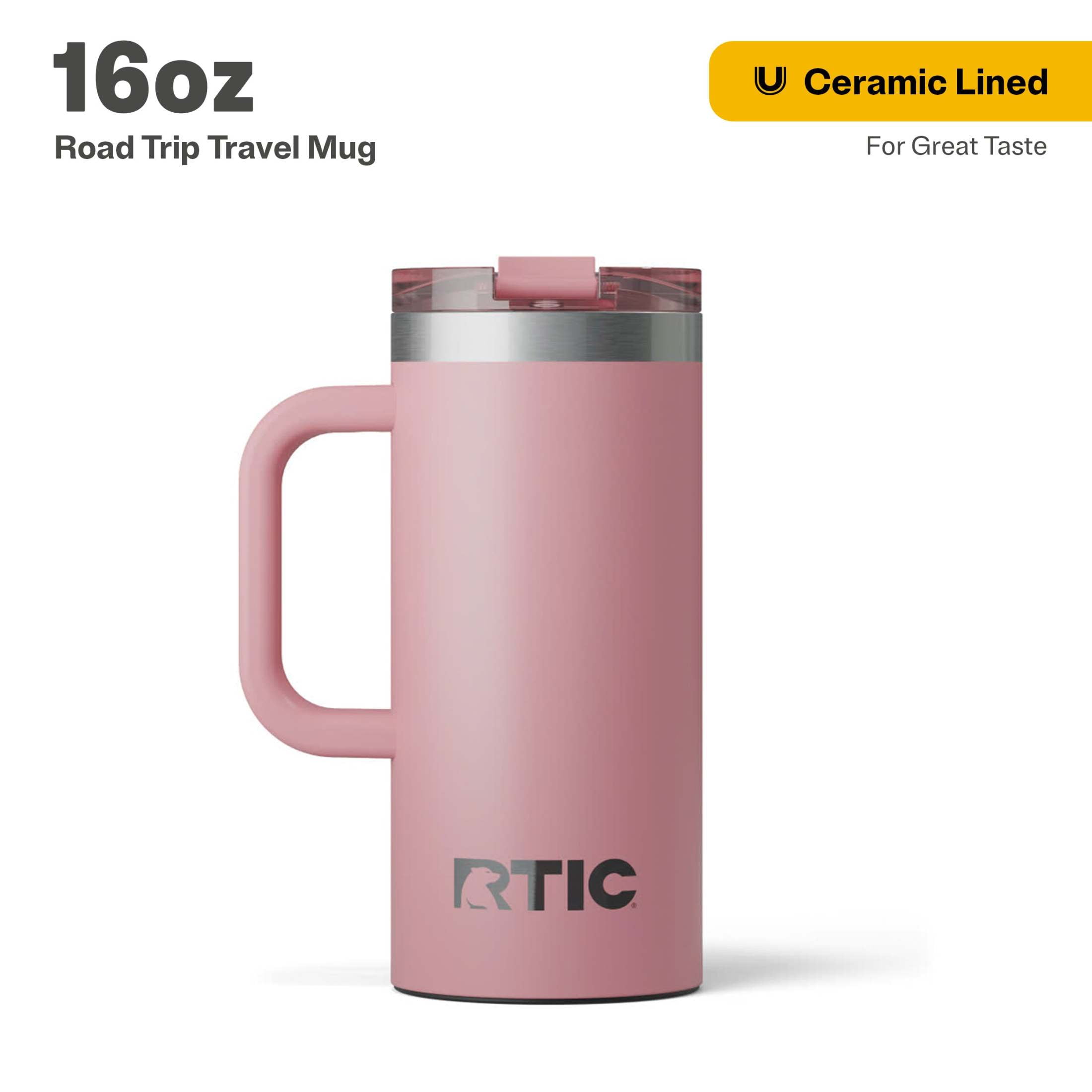 RTIC 16 oz Ceramic Lined Travel Mug, Insulated Lid, Dusty Rose ...