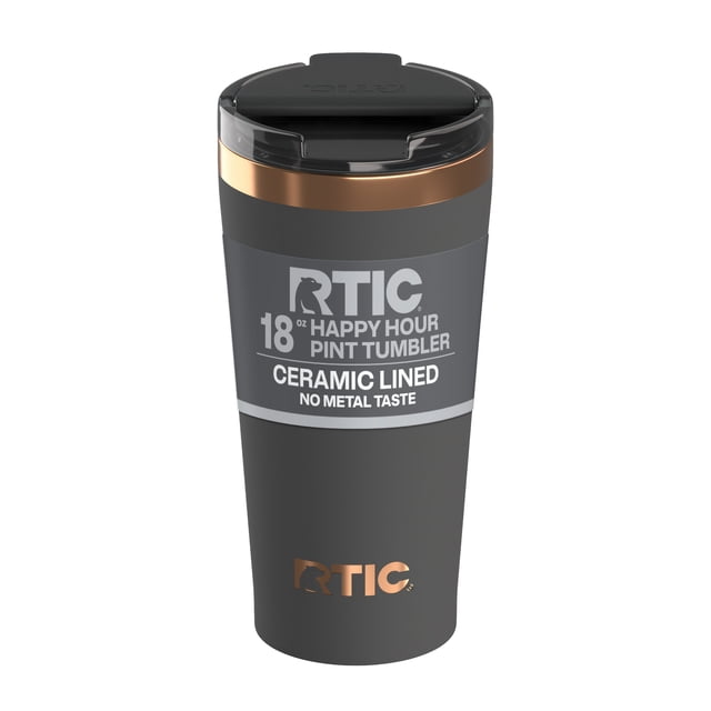 RTIC 18 oz Ceramic Lined Insulated Happy Hour Pint Tumbler, Leak ...