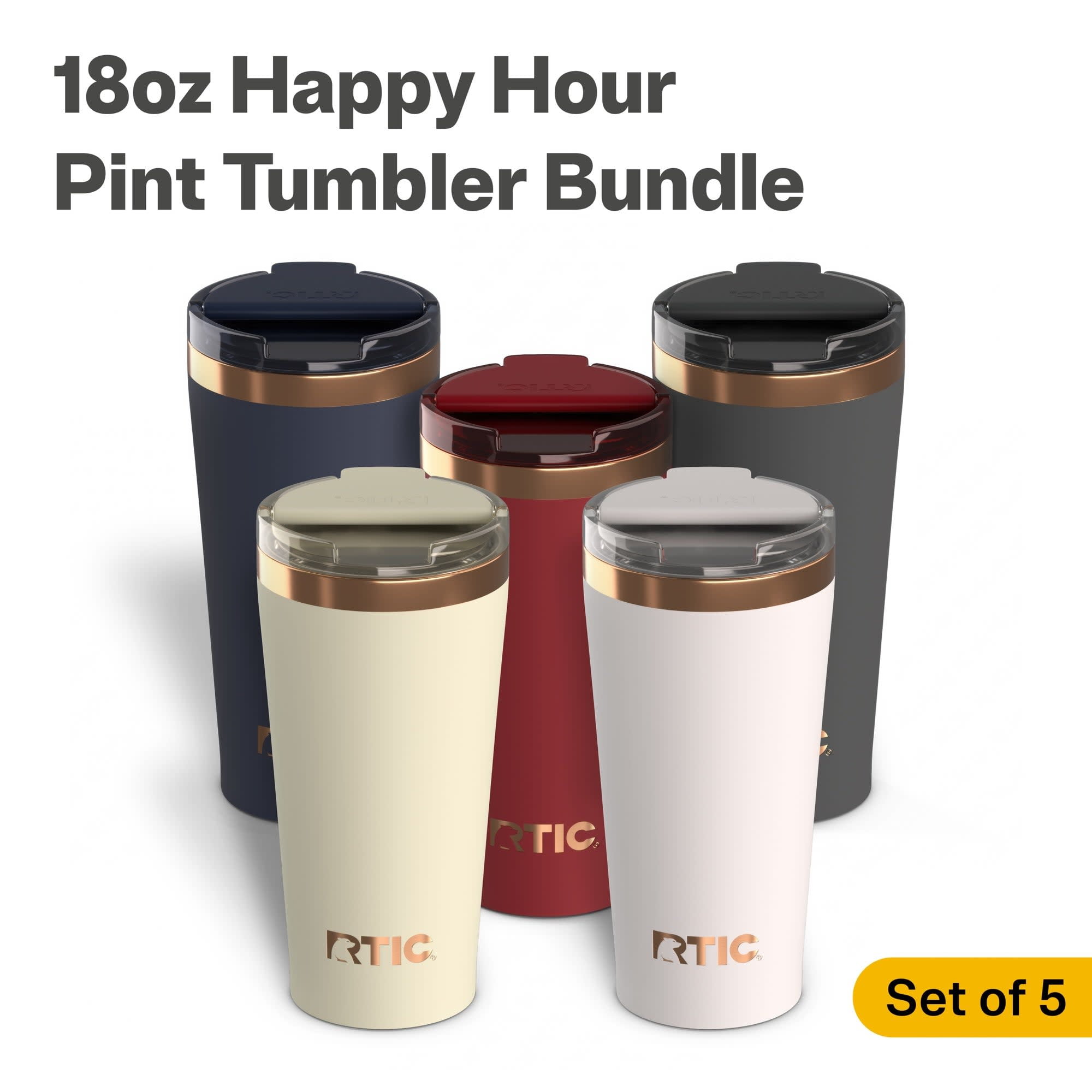 RTIC 18 oz Ceramic Lined Insulated Happy Hour Pint Tumbler, Soft-Touch ...