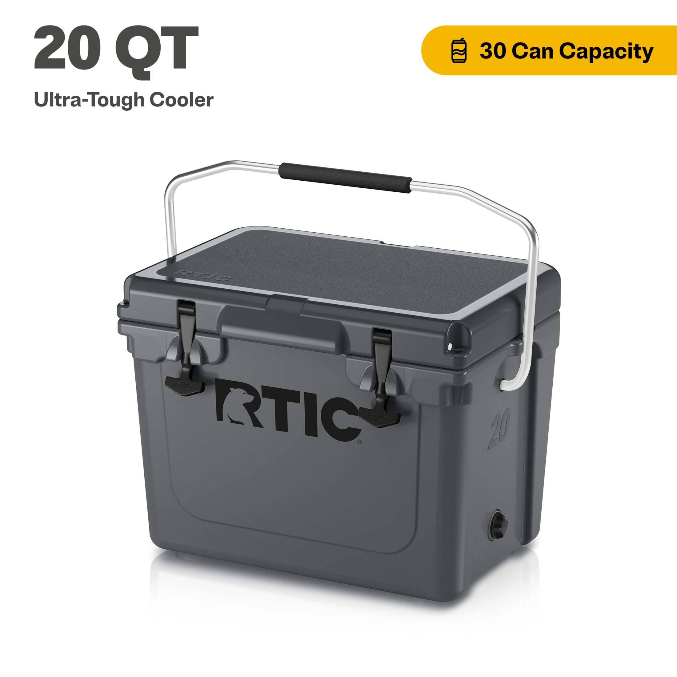 RTIC 20 QT Ultra-Tough Rotomolded Hard-Sided Ice Chest Cooler, Fits 30 ...