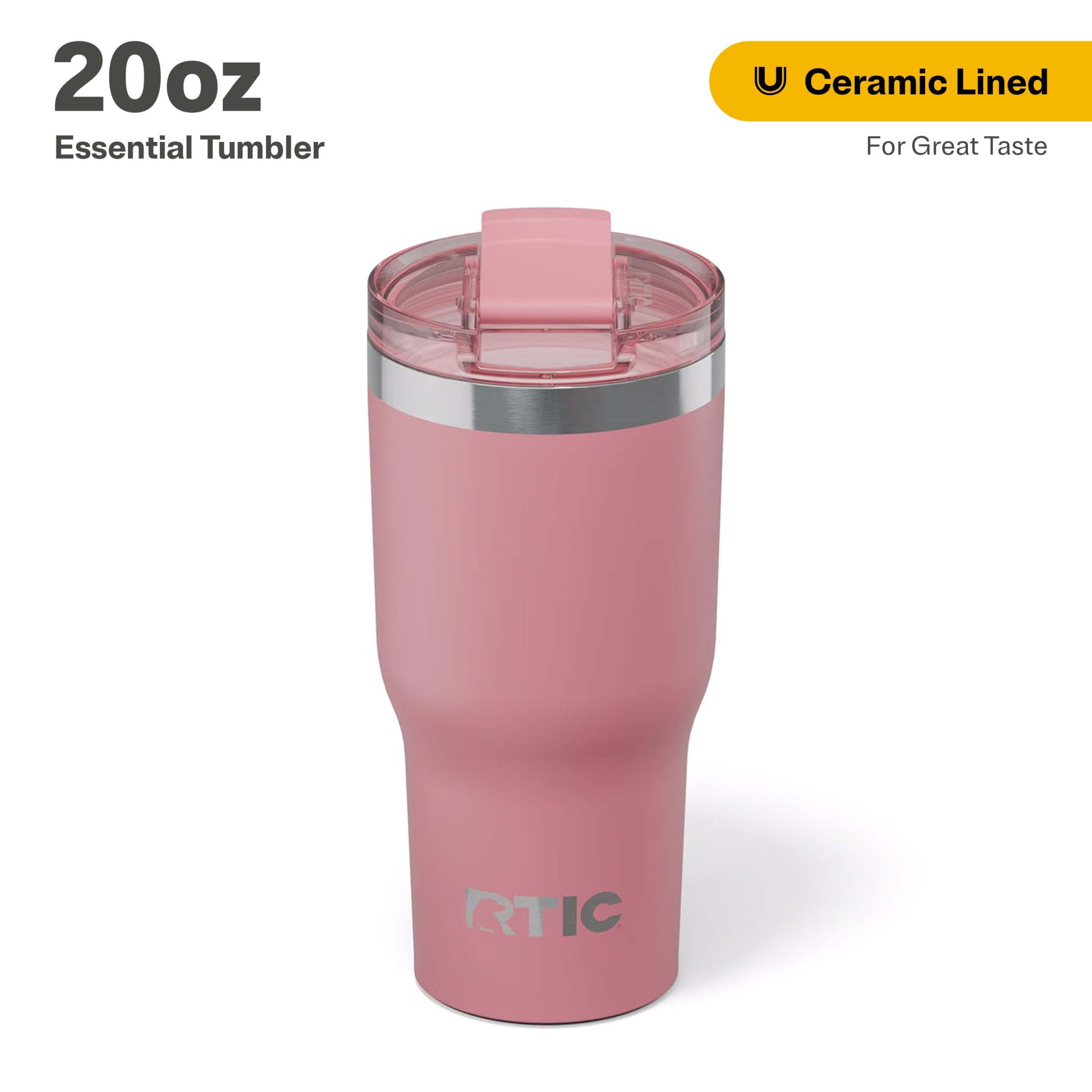 RTIC 20 oz Ceramic Lined Insulated Tumbler, Leak-Resistant Lid, Dusty ...