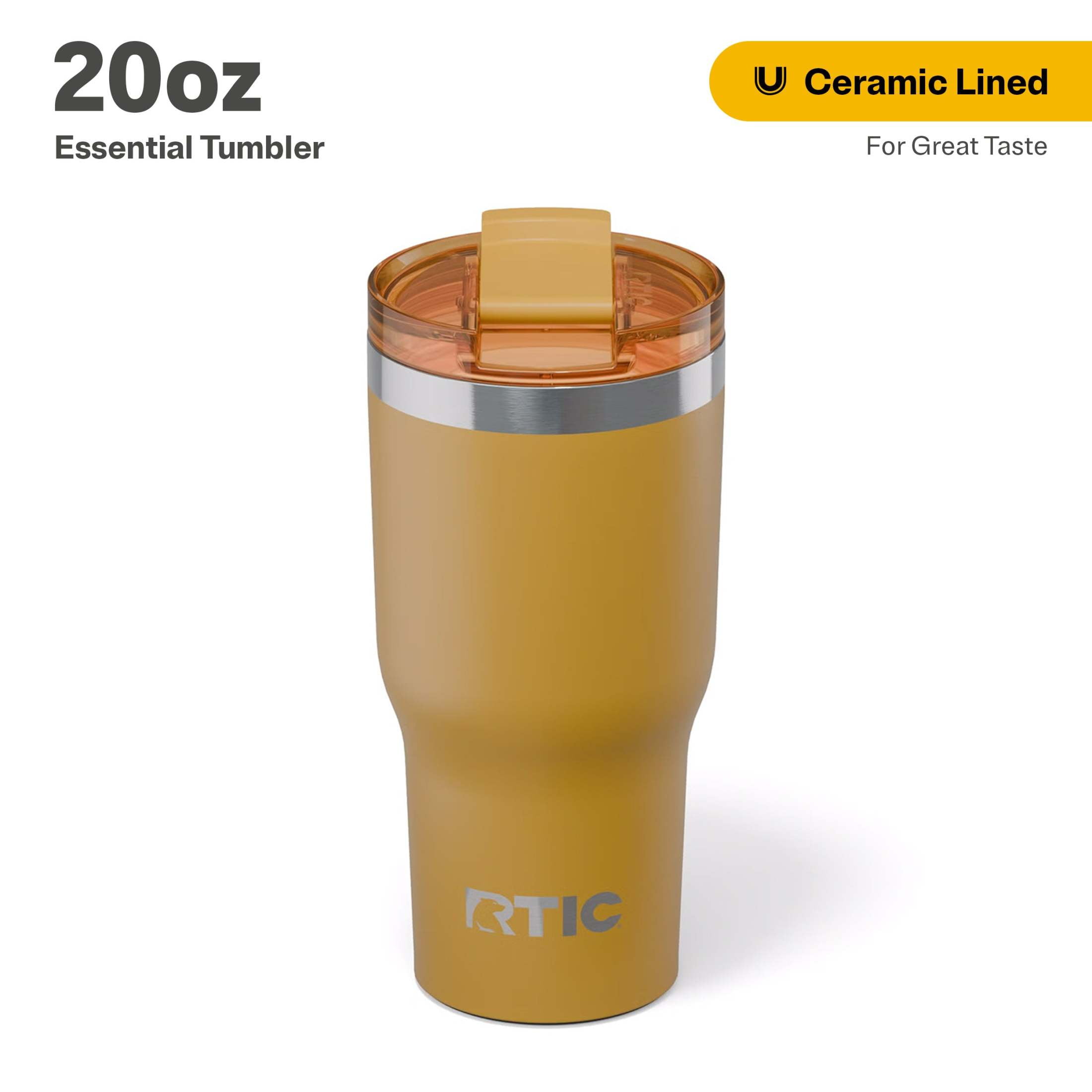 RTIC 20 oz Ceramic Lined Insulated Essential Tumbler, Leak-Resistant ...