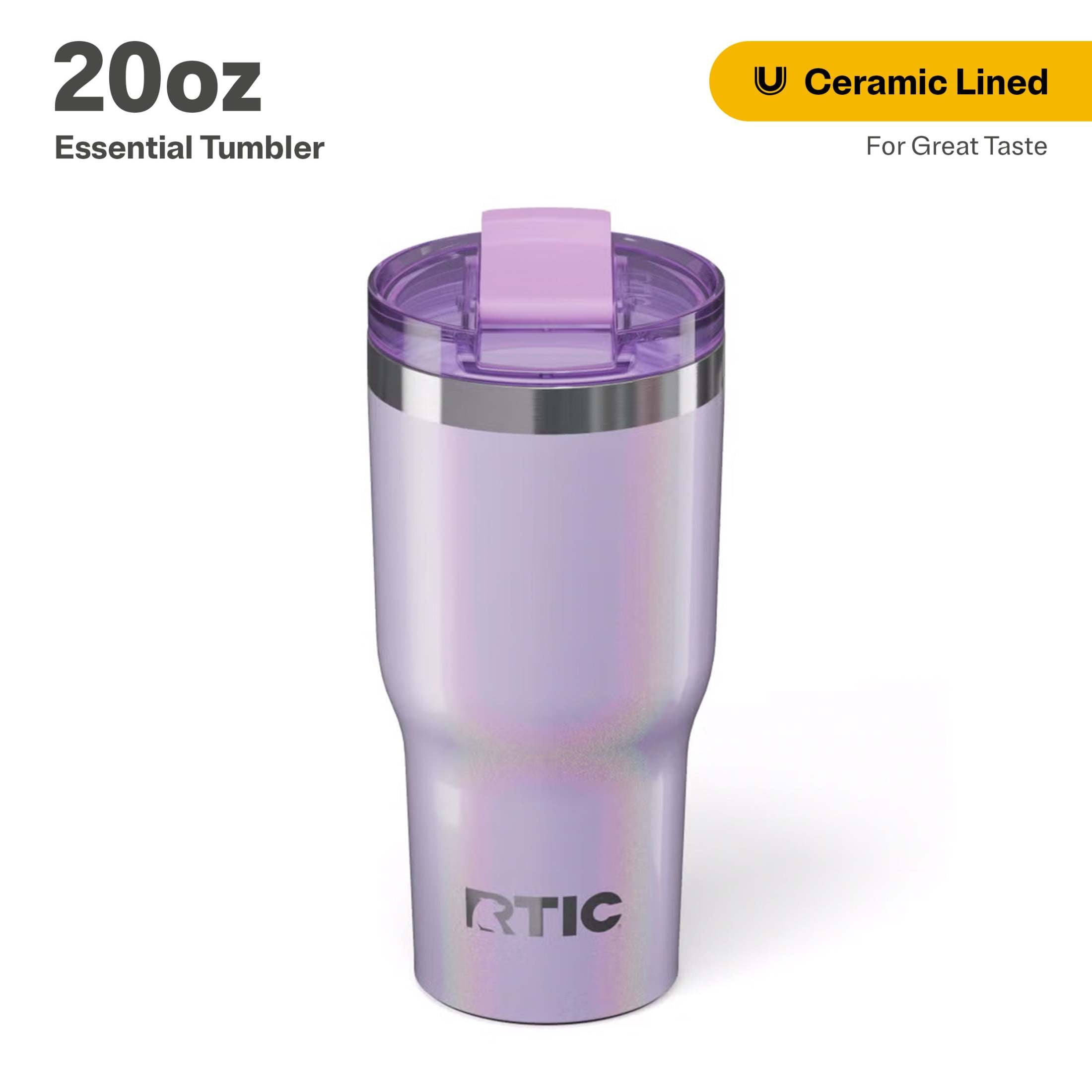 RTIC 20 oz Ceramic Lined Insulated Tumbler, Lavender Glitter, Leak ...
