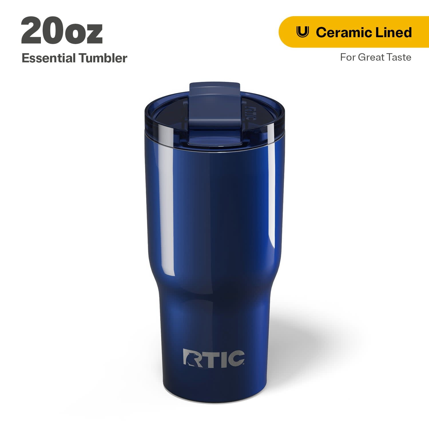 RTIC 20 oz Ceramic Lined Insulated Essential Tumbler, Leak-Resistant ...