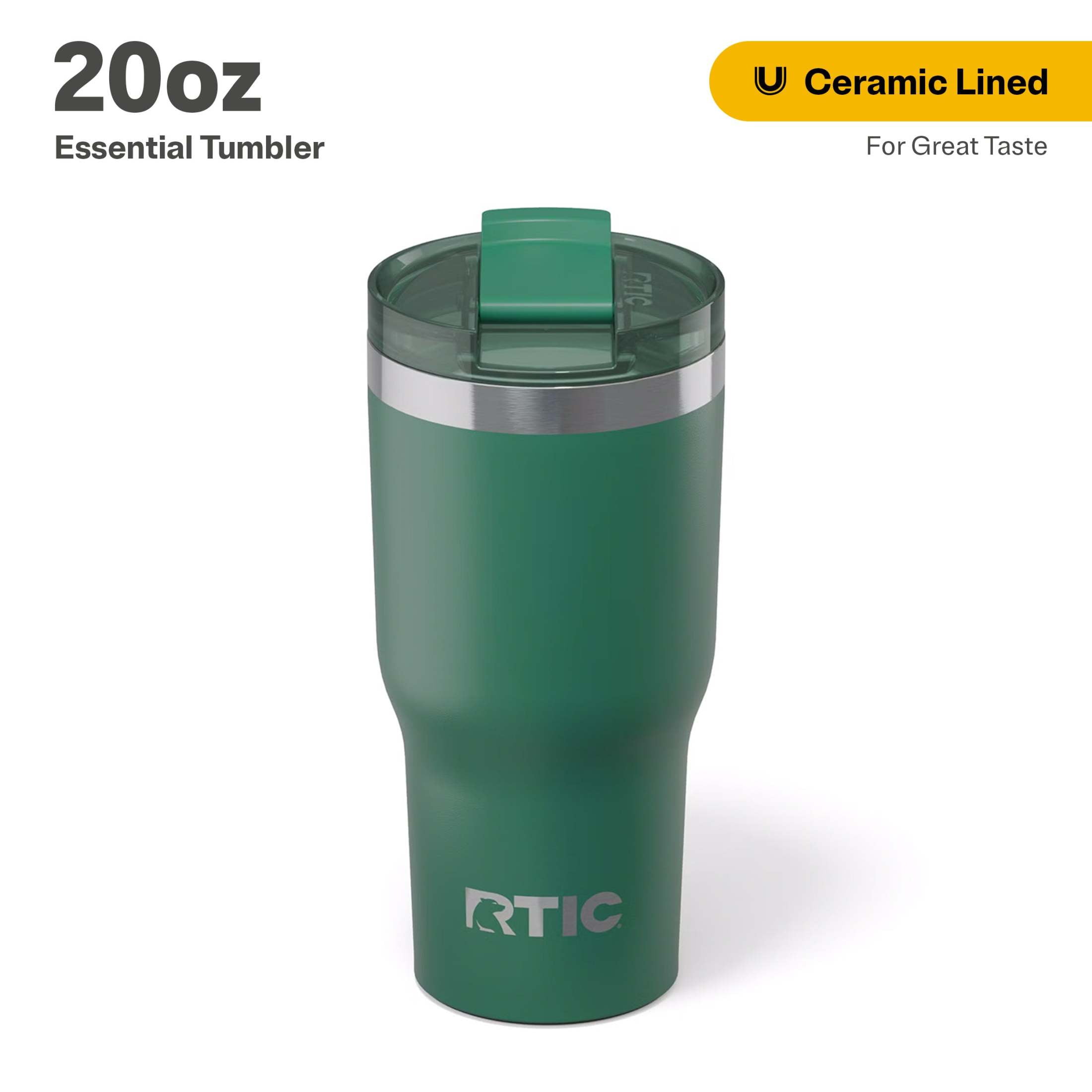 RTIC 20 oz Ceramic Lined Insulated Essential Tumbler, Leak-Resistant ...