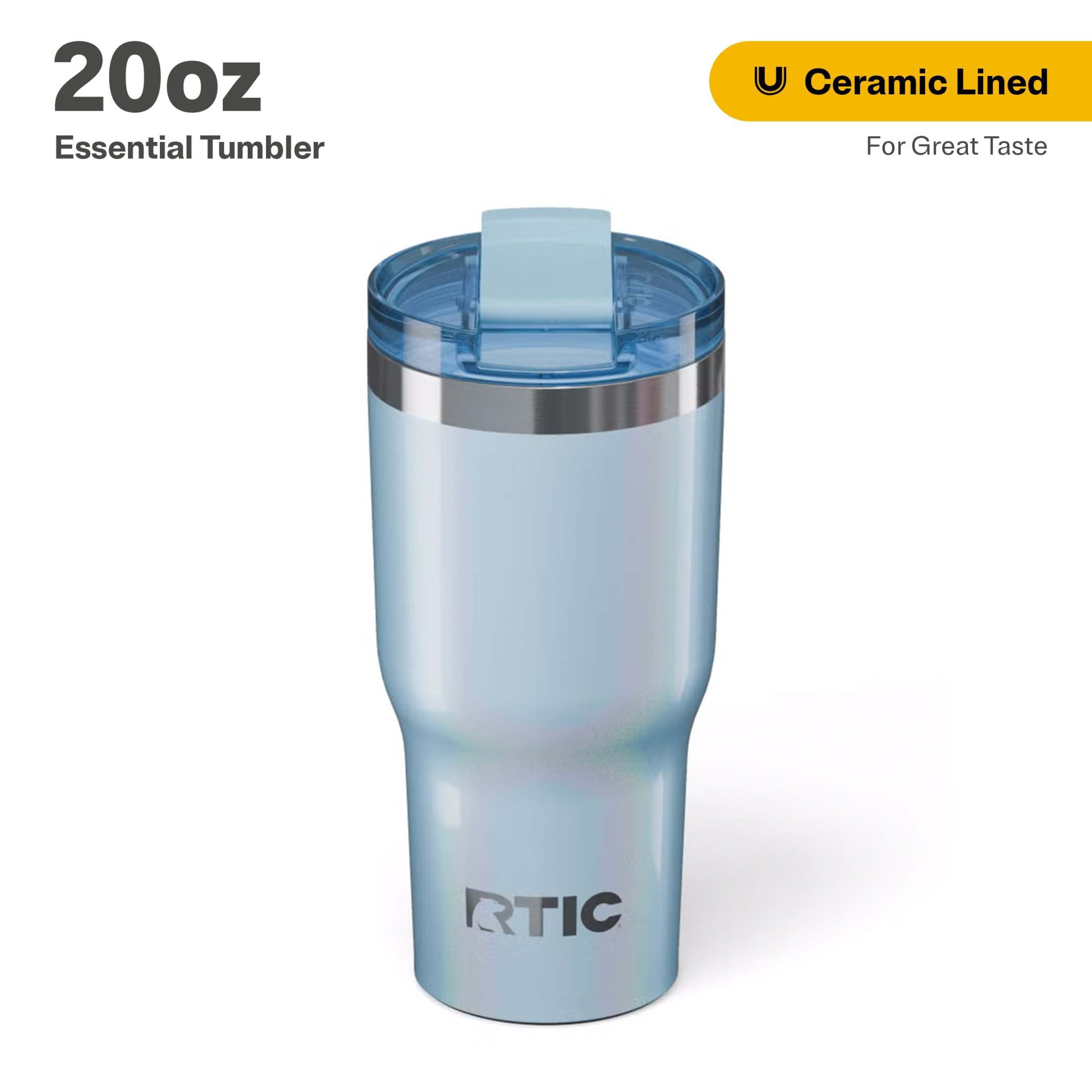 RTIC 20 oz Ceramic Lined Insulated Tumbler, Leak-Resistant Lid, Ice ...