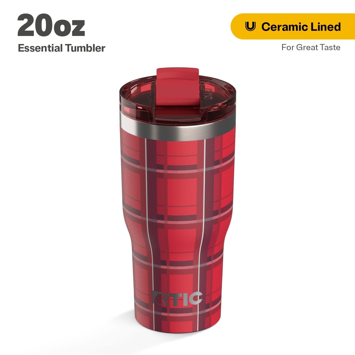 RTIC 20 oz Ceramic Lined Insulated Essential Tumbler, Leak-Resistant ...
