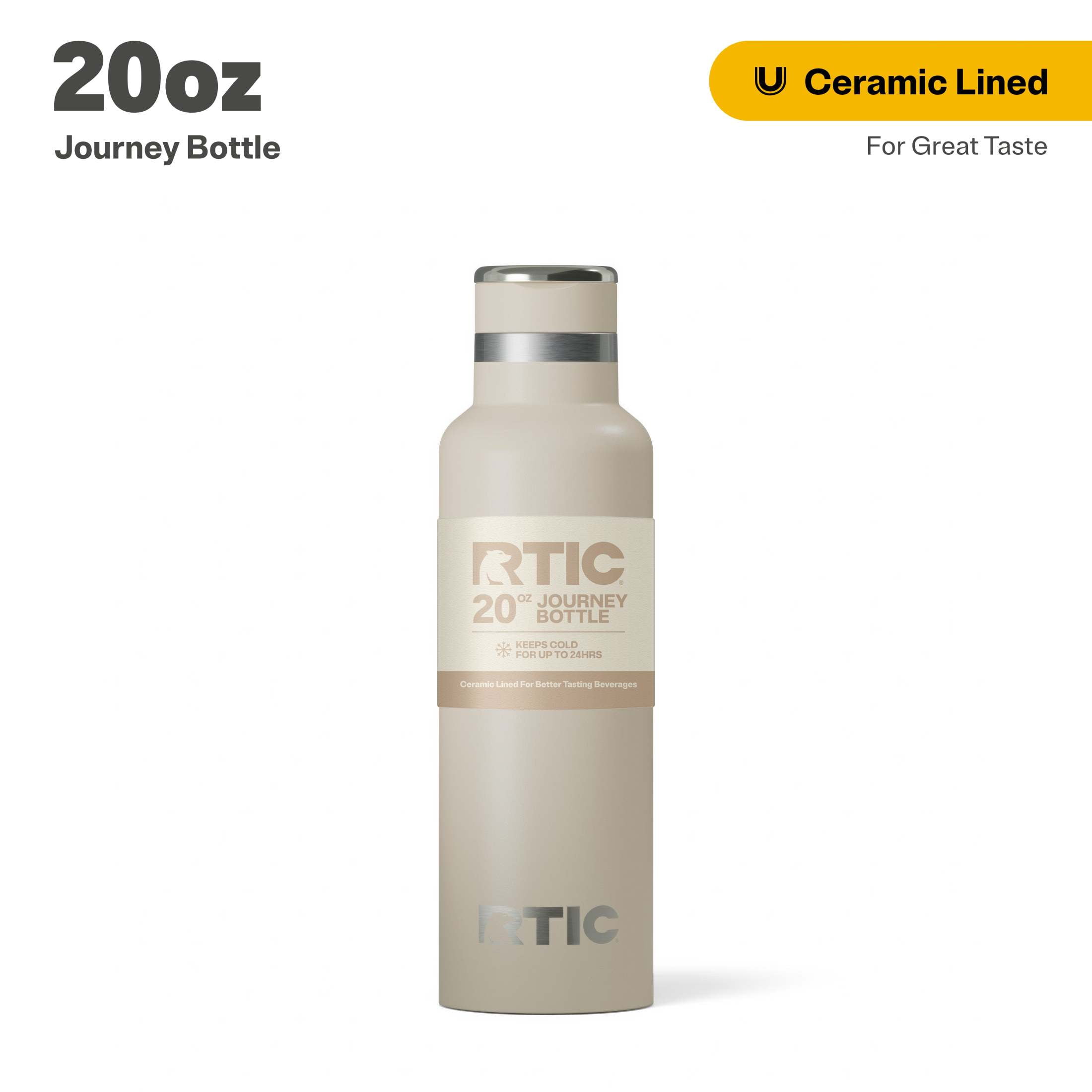 RTIC 20 oz Ceramic Lined Insulated Journey Bottle, Leak-Proof Lid ...
