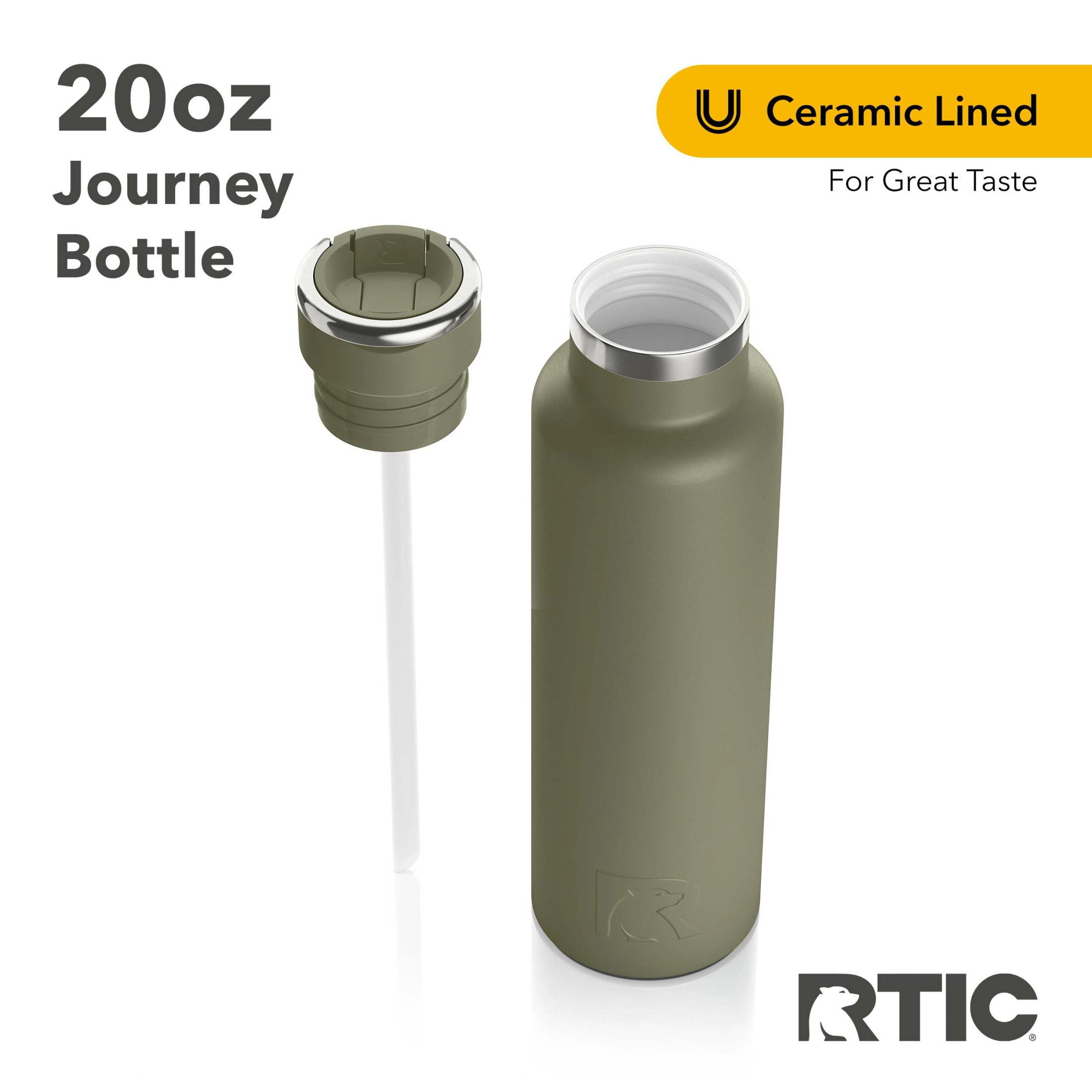 New RTIC Ceramic Lined Insulated 20 oz Olive Stainless Steel Water ...