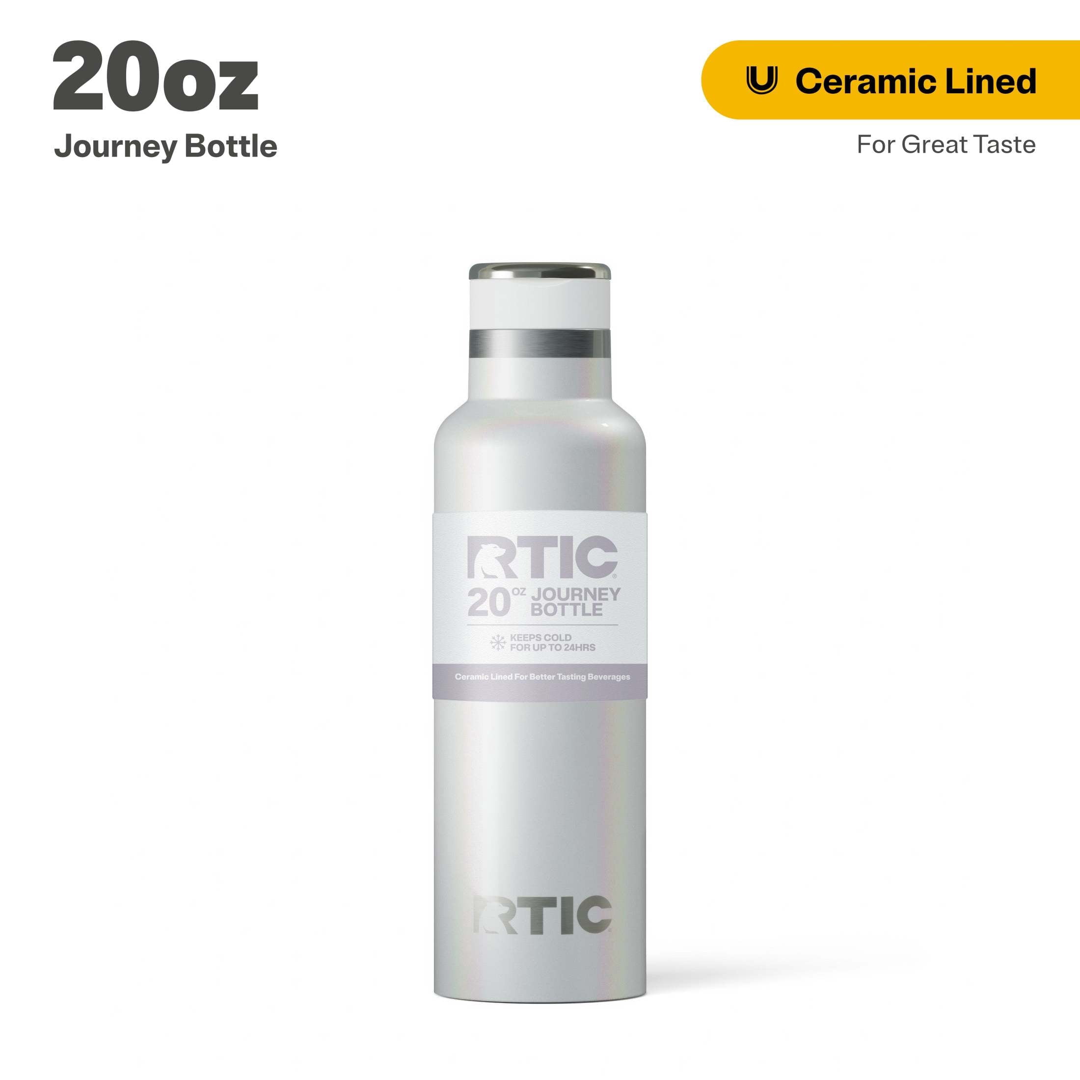 RTIC 20 oz Ceramic Lined Insulated Journey Bottle, Leak-Proof Lid ...