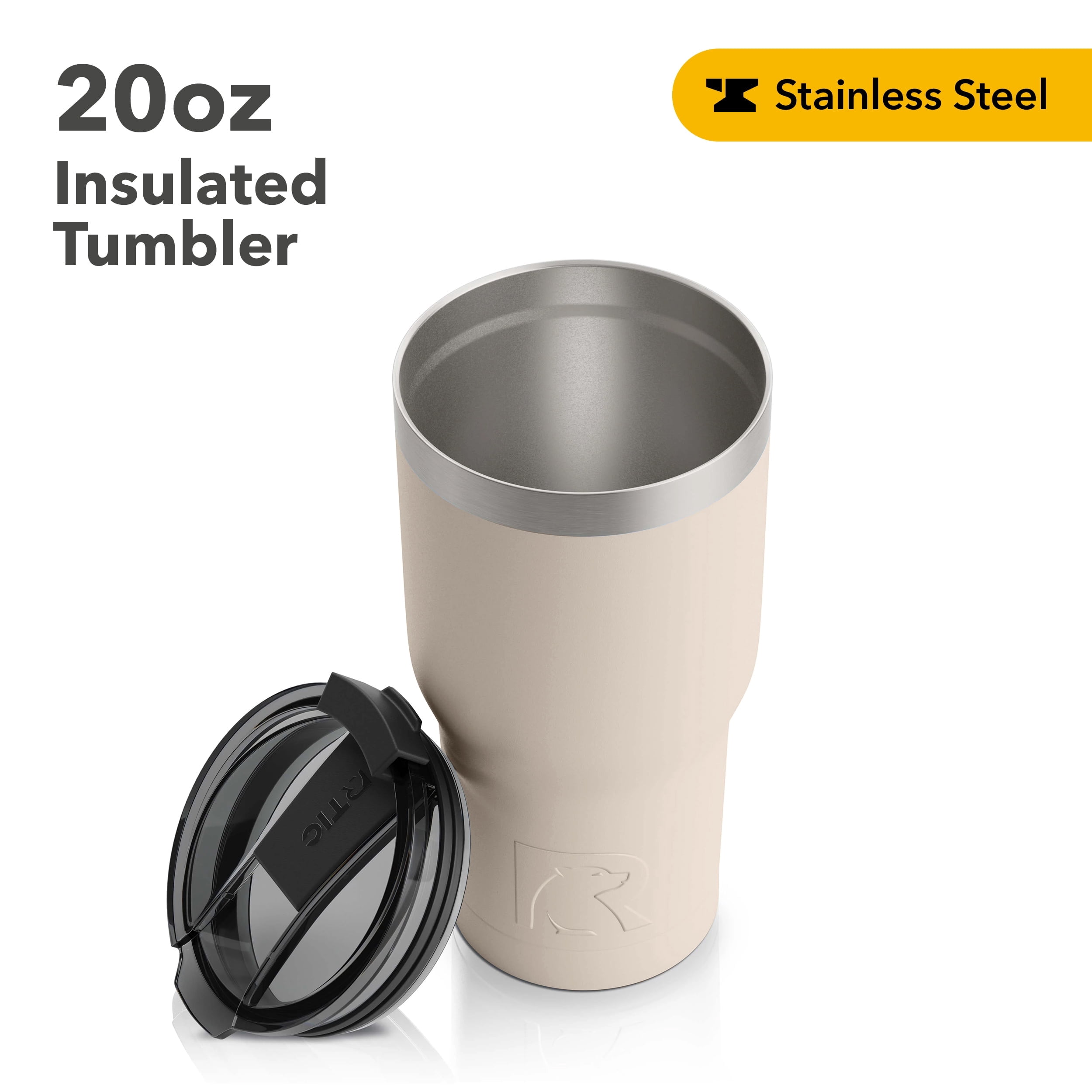 RTIC 20 oz Stainless Steel Insulated Tumbler Cup, Splash-Proof Lid ...