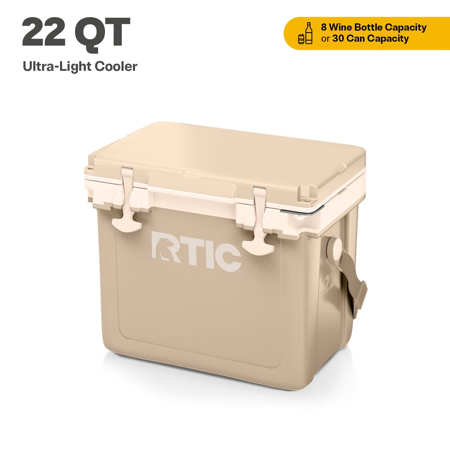 RTIC 22 QT Ultra-Light Hard-Sided Ice Chest Cooler, Fits 30 Cans, 8 ...