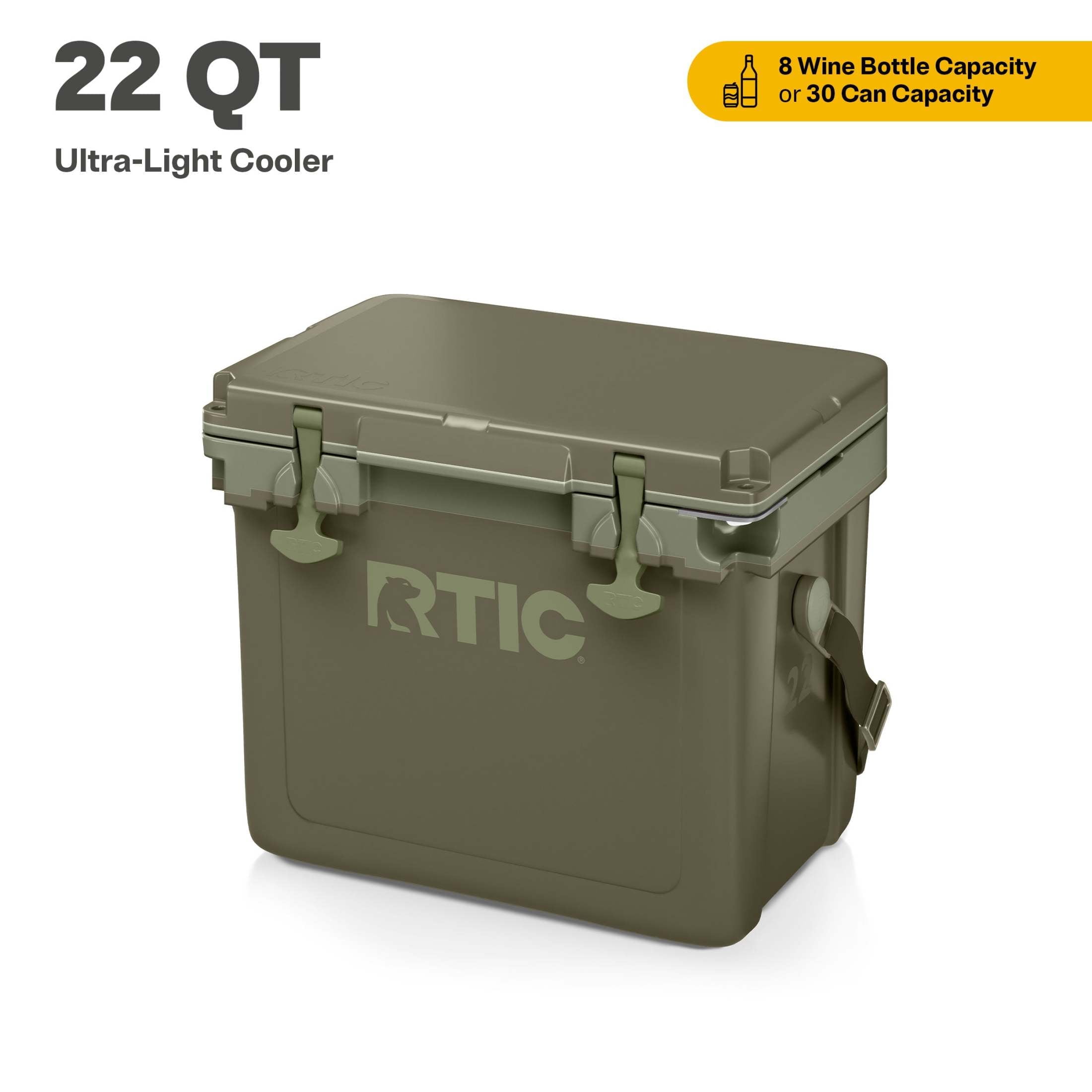 RTIC 22 QT Ultra-Light Hard-Sided Ice Chest Cooler, Fits 30 Cans or 8 ...