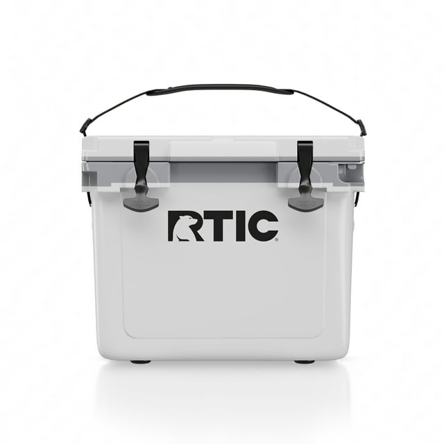 RTIC 22 QT Ultra-Light Camping Cooler, Hard-Sided, Fits 8 Bottles or 30 Cans, White & Grey ...