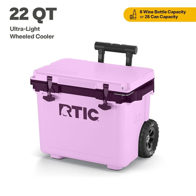 RTIC 22 QT Ultra-Light Wheeled Hard-Sided Ice Chest Cooler, Fits 28 ...