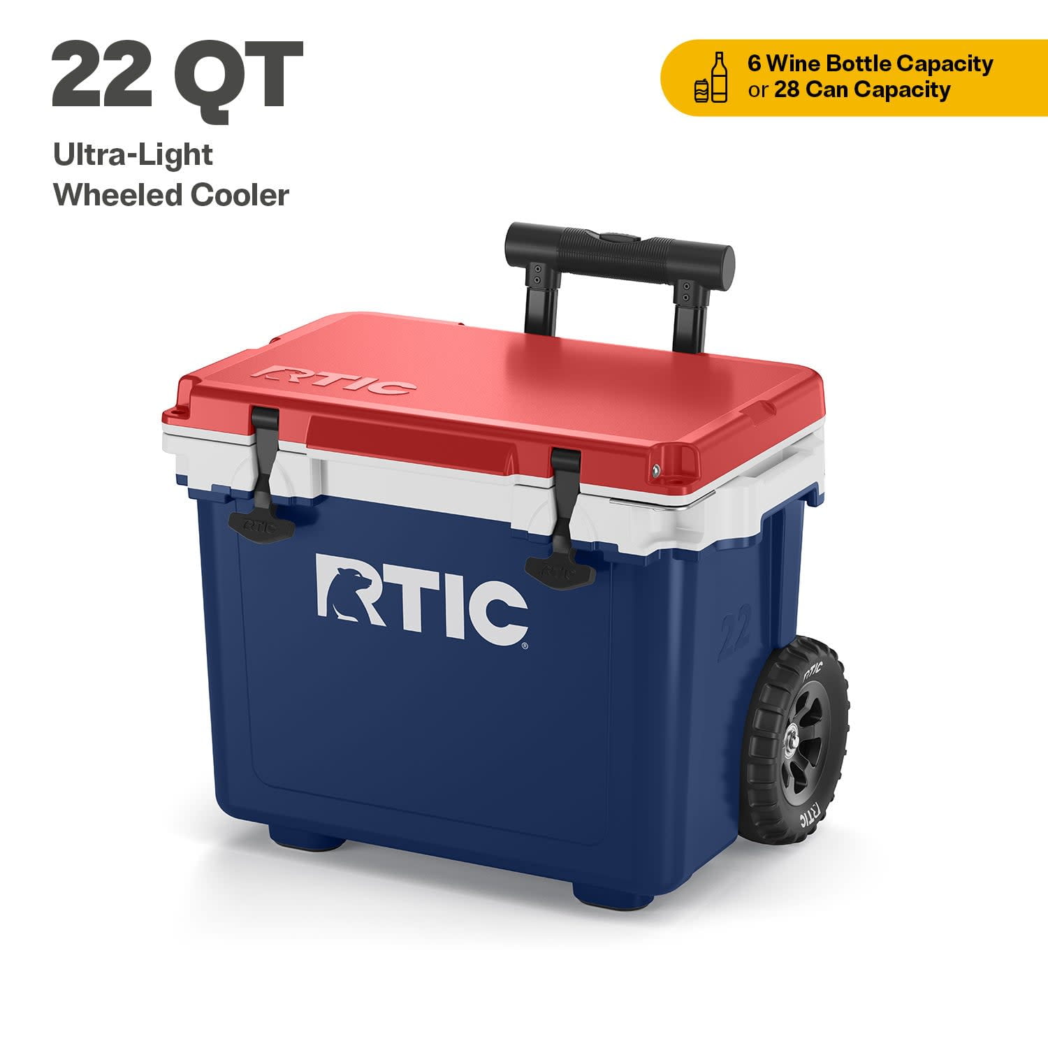 RTIC 22 QT Ultra-Light Wheeled Hard-Sided Ice Chest Cooler, Fits 28 ...