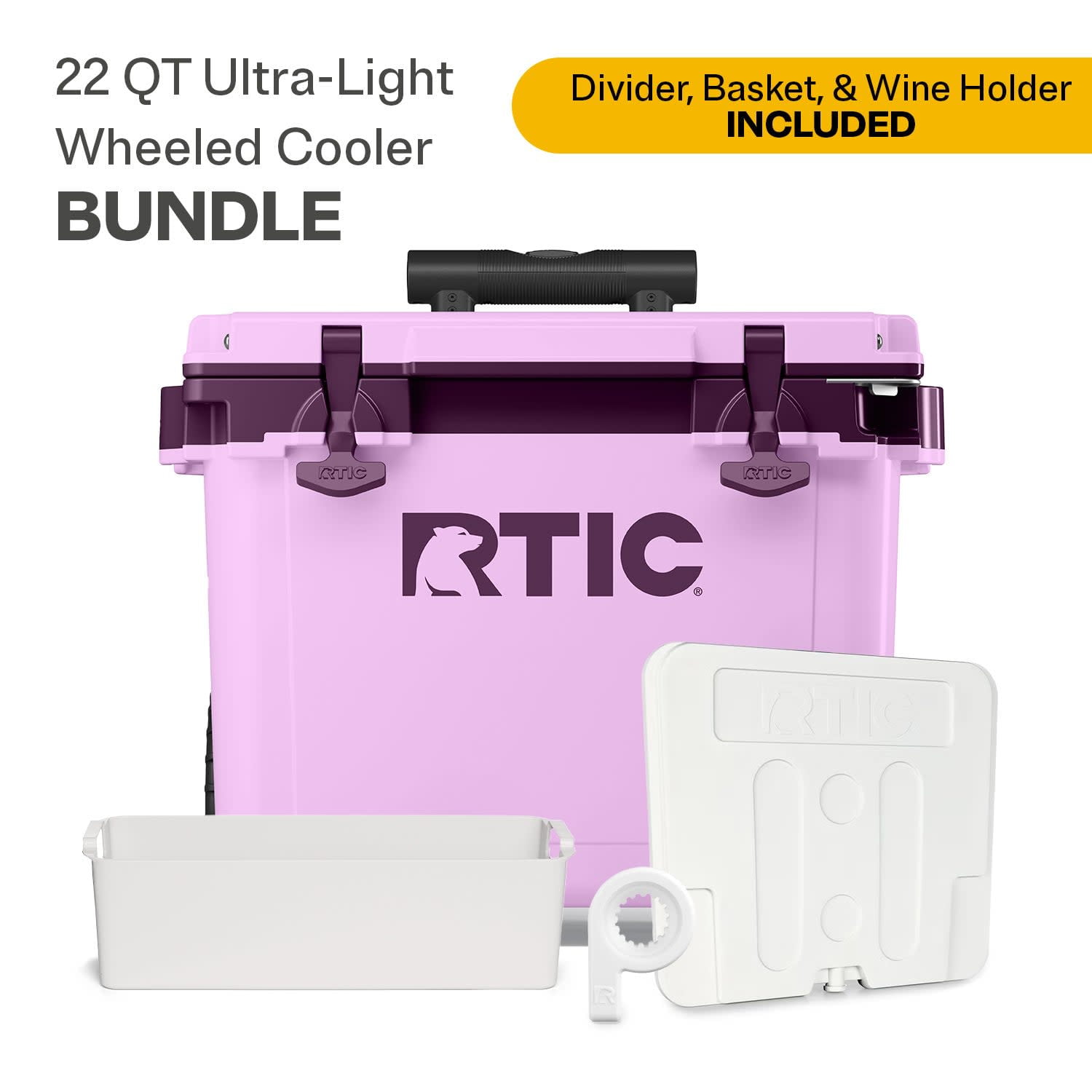 RTIC 22 Quart Wheeled Ultra-Light Hard Cooler Bundle, with Freezable ...