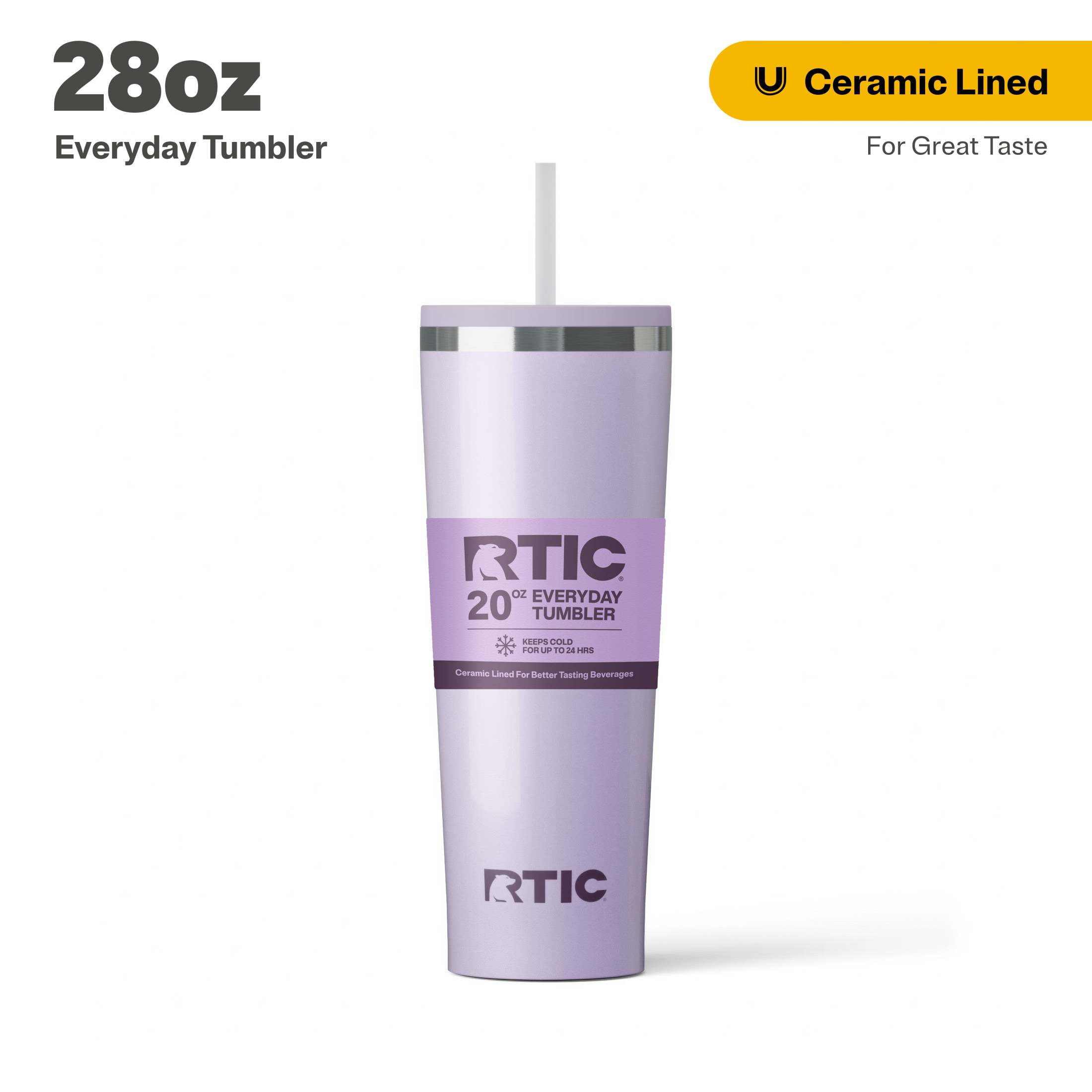 RTIC 28 oz Ceramic Lined Tumbler - Lid - Lavender Glitter - Walmart.com