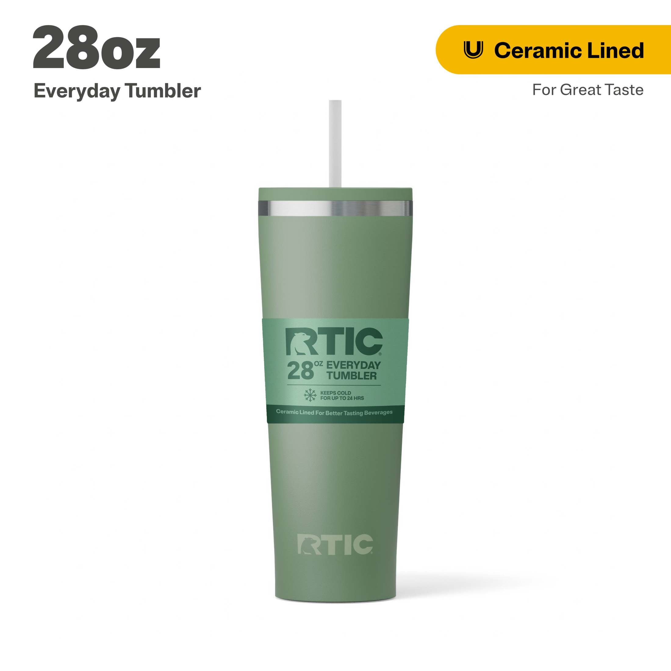 RTIC 28 oz Ceramic Lined Tumbler - Spill-Resistant Lid - Walmart.com