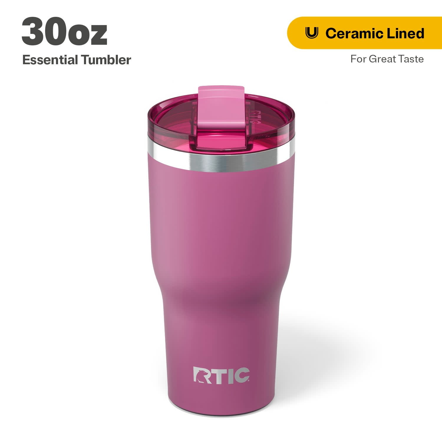 RTIC 30 oz Ceramic Lined Insulated Tumbler, Leak-Resistant Lid, Orchid ...