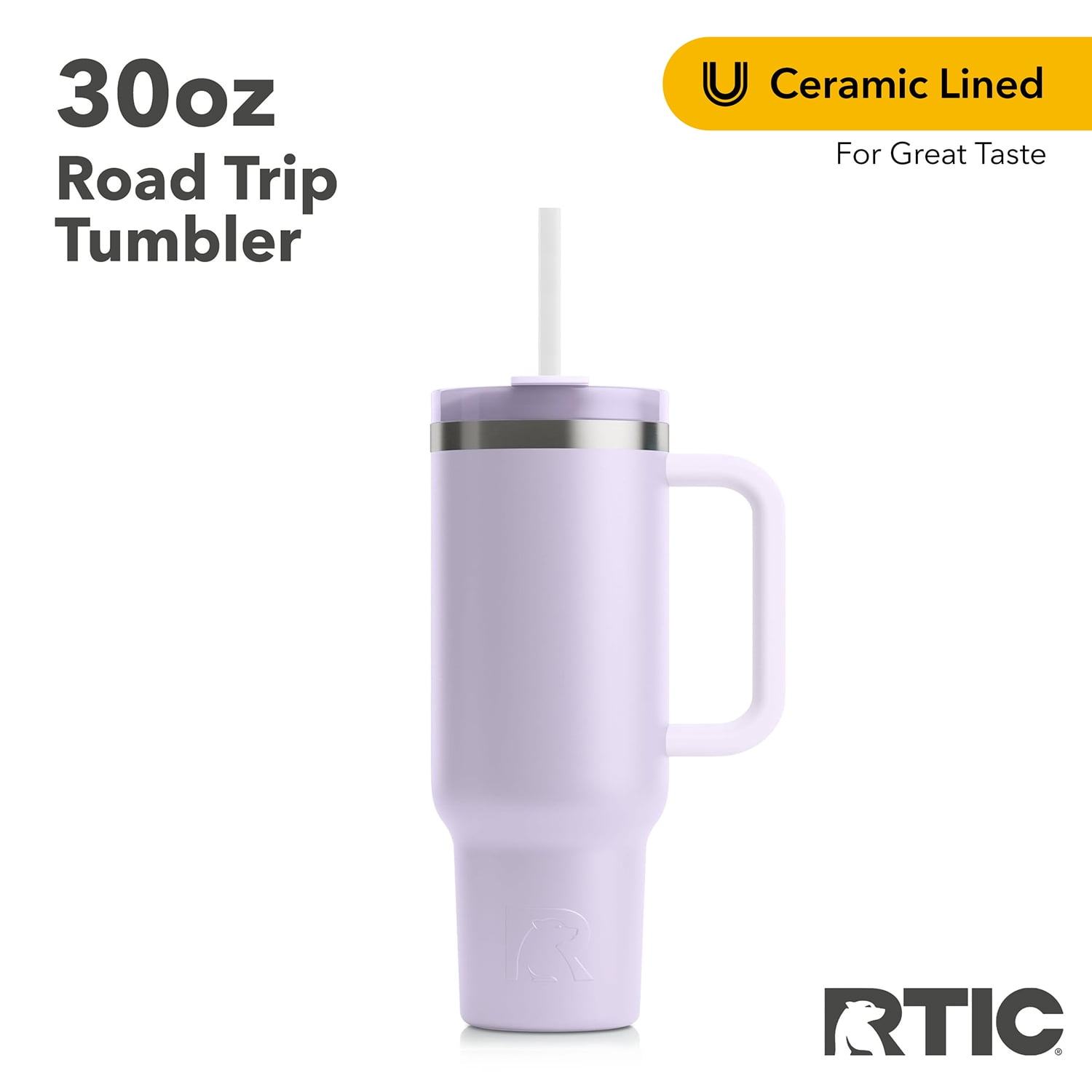 RTIC 30 oz Ceramic Lined Road Trip Tumbler, Leak-Resistant Lid with ...