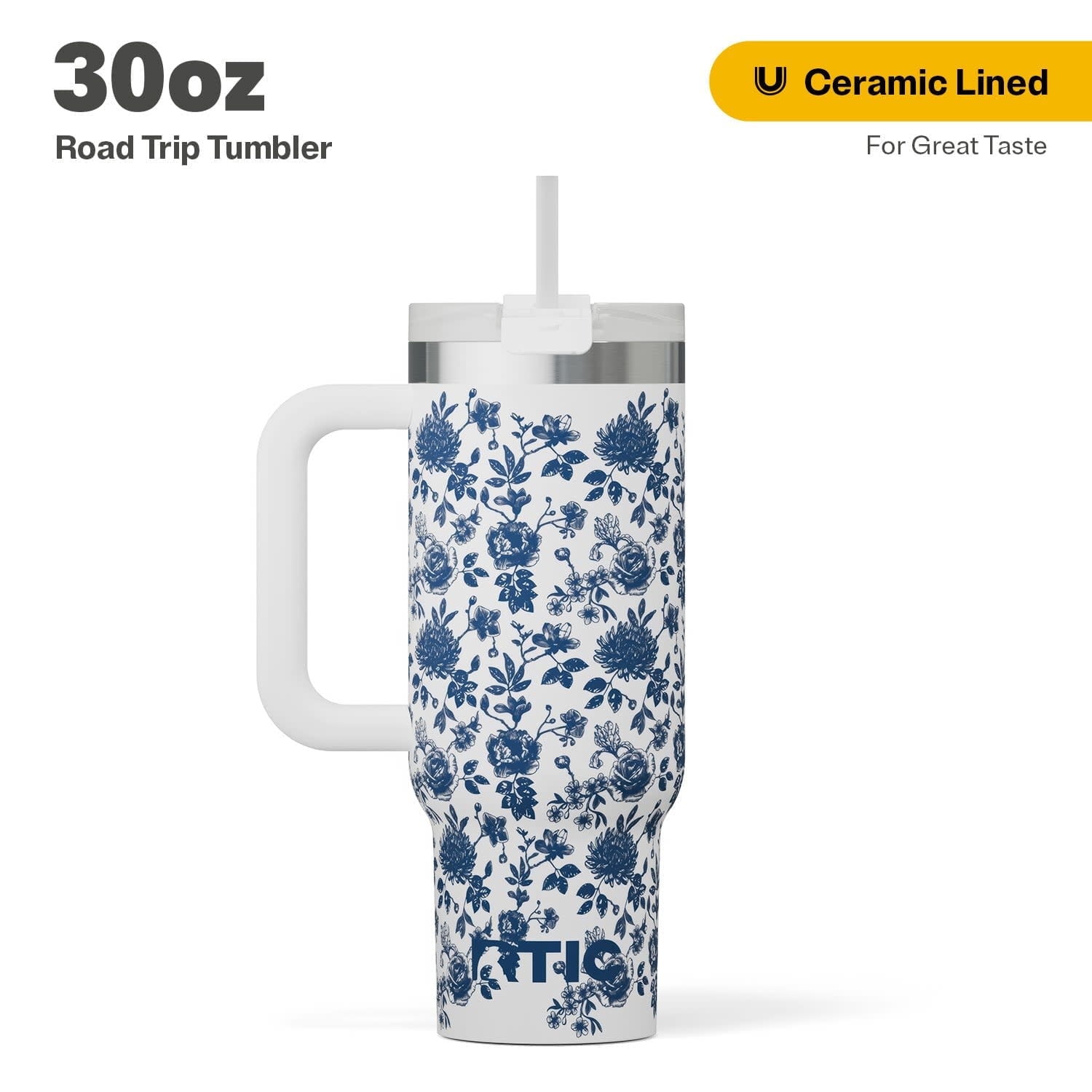RTIC 30 oz Ceramic Lined Road Trip Tumbler, Leak-Resistant Straw Lid ...