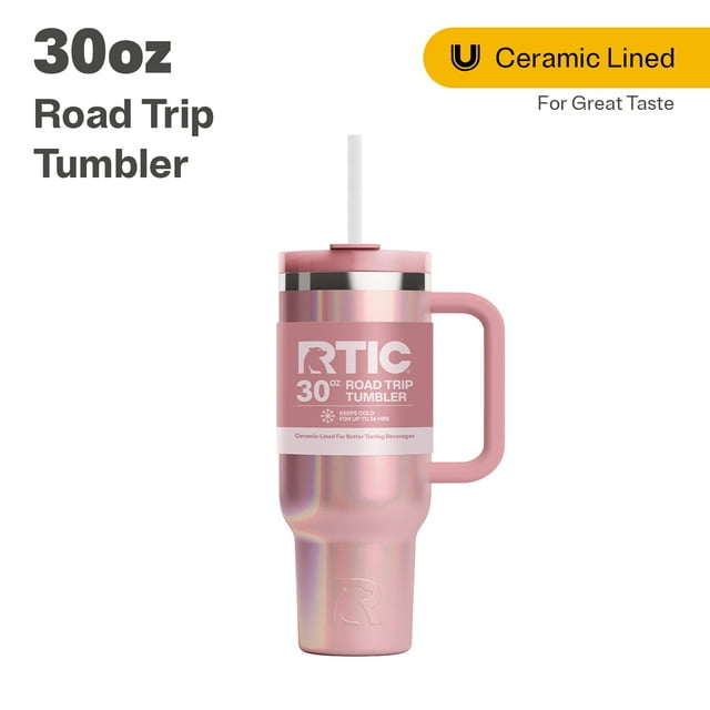RTIC 30 oz Ceramic Lined Road Trip Tumbler, Leak-Resistant Straw Lid ...