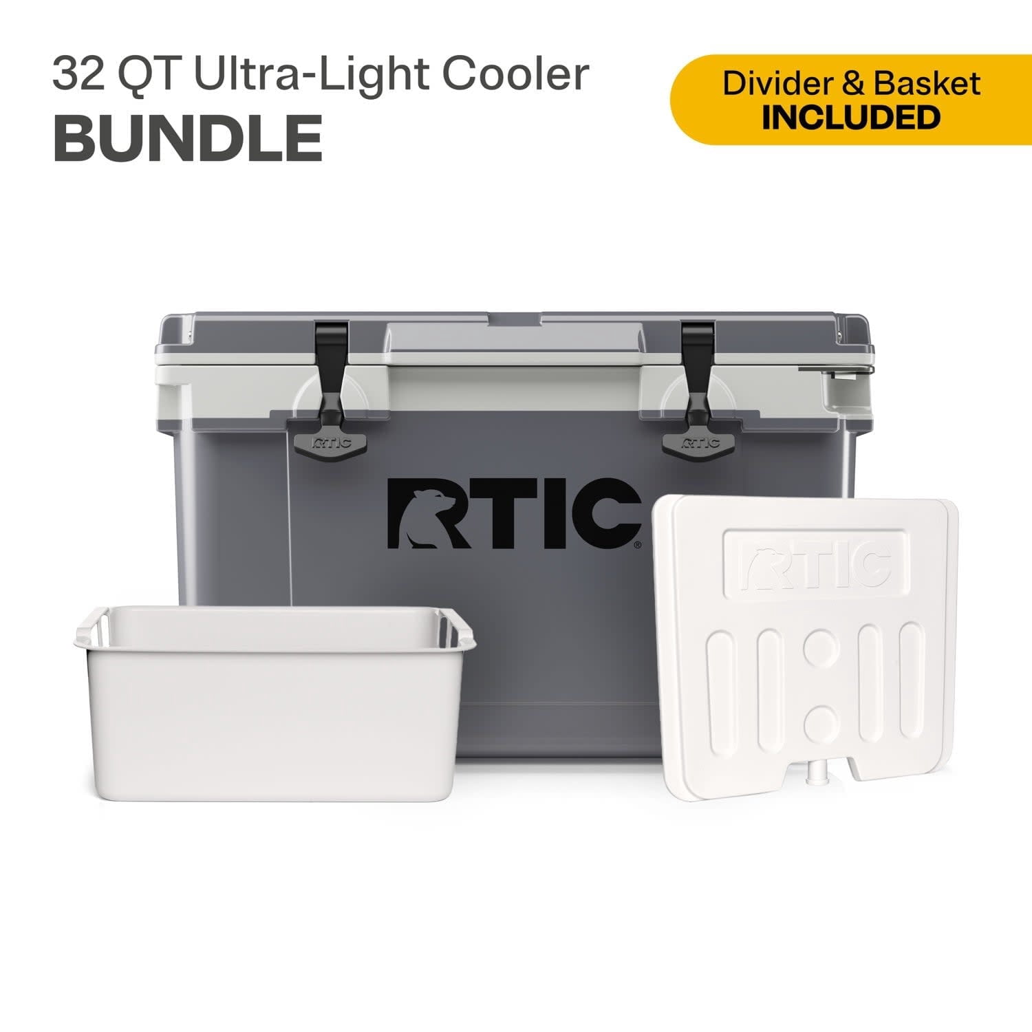 RTIC 32 Quart Ultra-Light Hard Cooler Bundle, with Freezable Divider ...